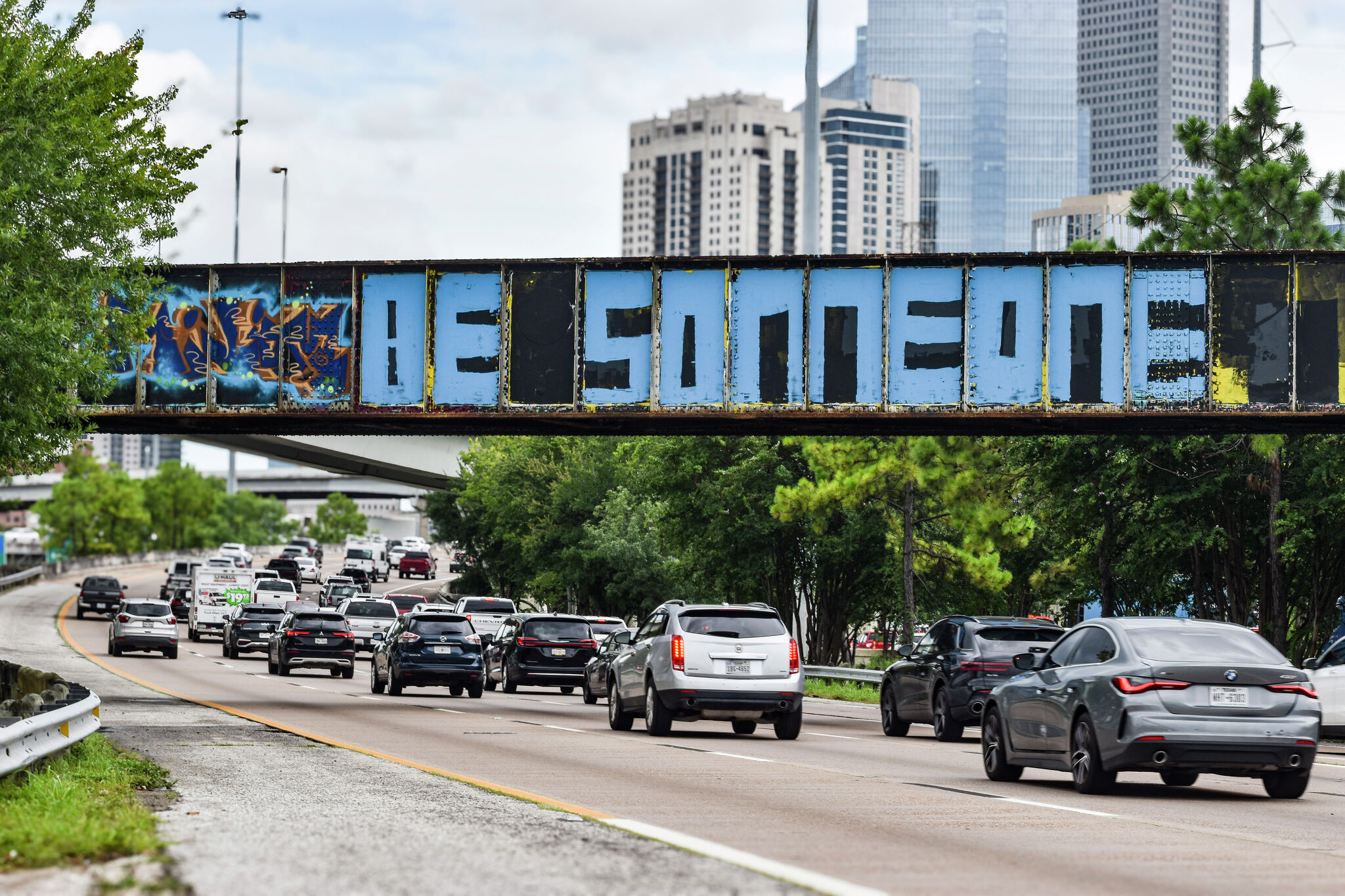 Houston police seek people who repainted 'Be Someone' bridge