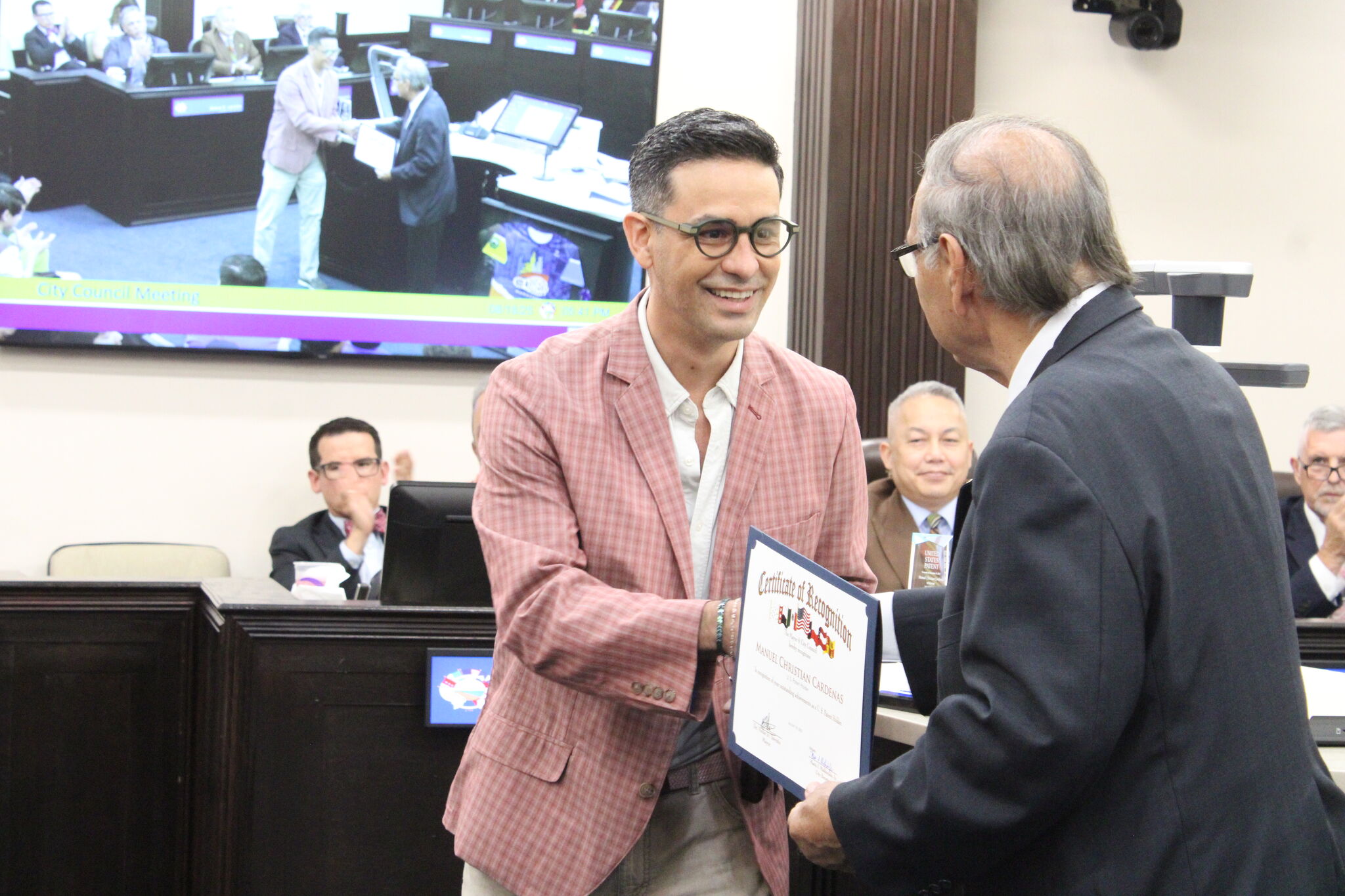 Laredo patent holder honored by Laredo Mayor Victor Trevino