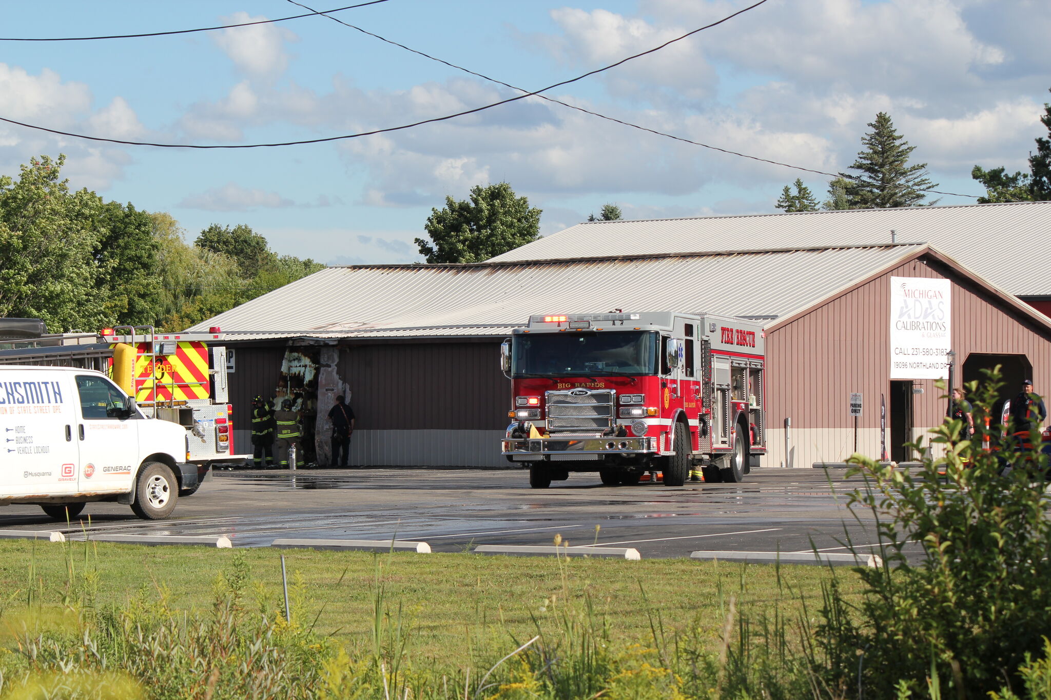 Big Rapids Michigan Firefighters tackle blaze at Michigan ADAS