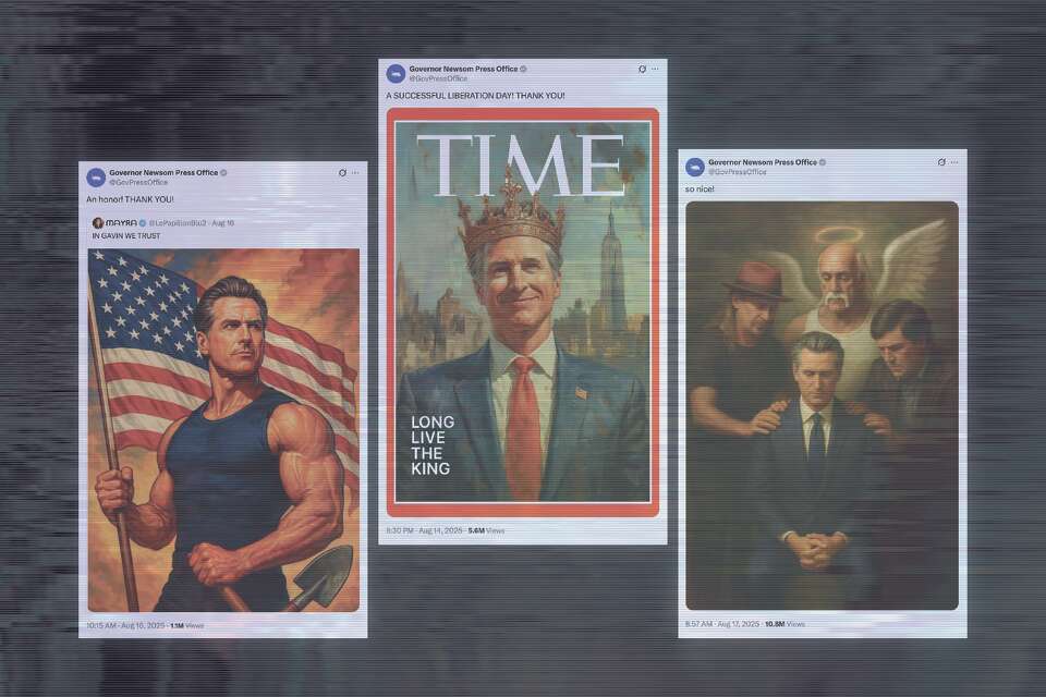 As Newsom touts AI’s promise, he’s using it to post Trump memes