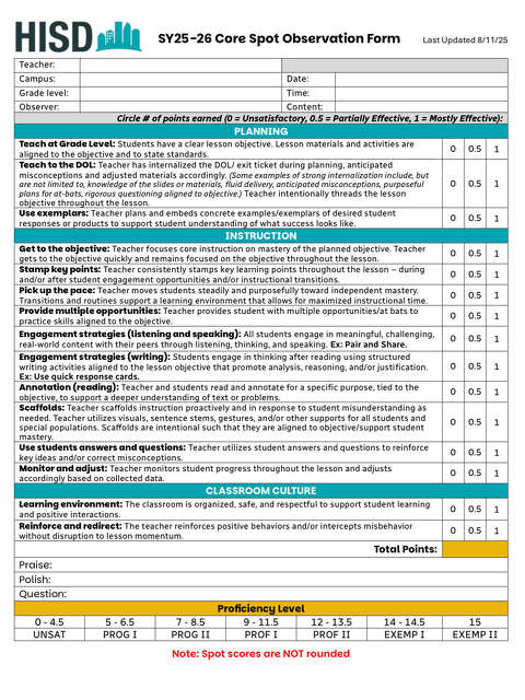 HISD collects feedback on new evaluation form for September training