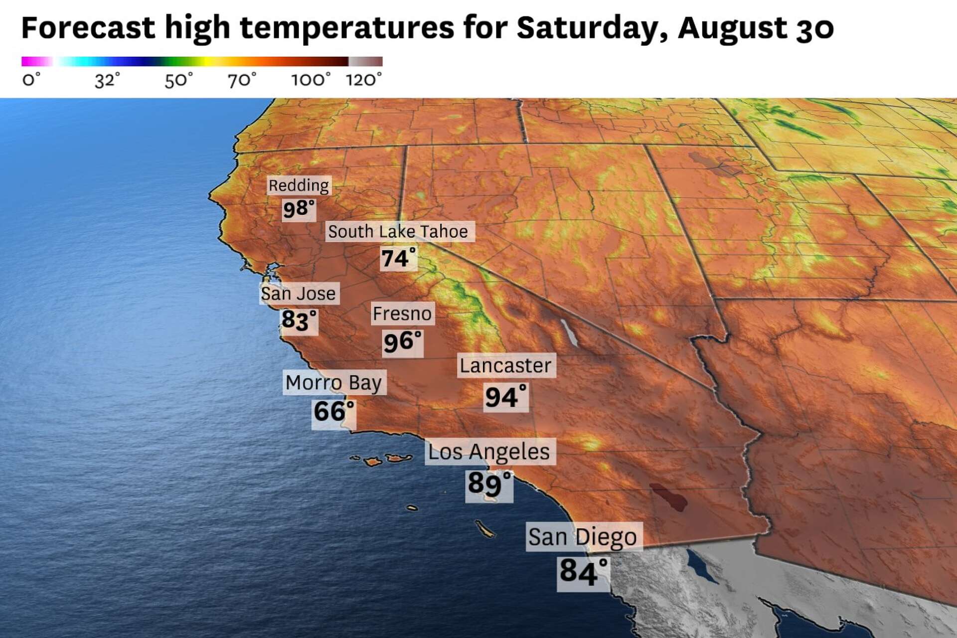 Labor Day weekend forecast: Warmest day across California