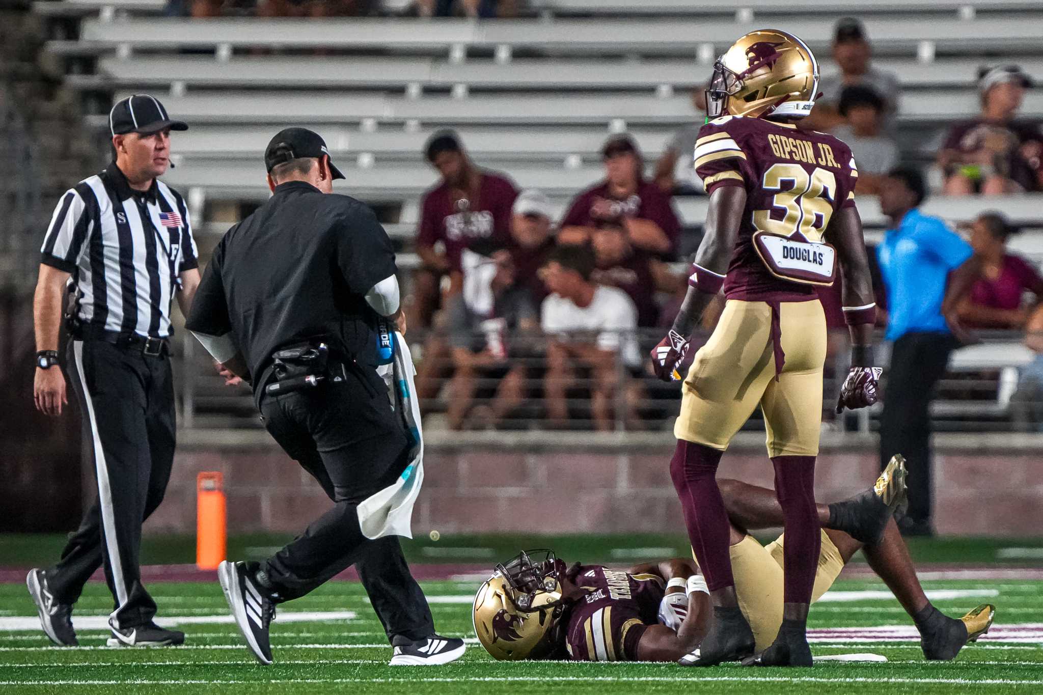 Bobby Crosby injury update: Texas State DB discharged from hospital