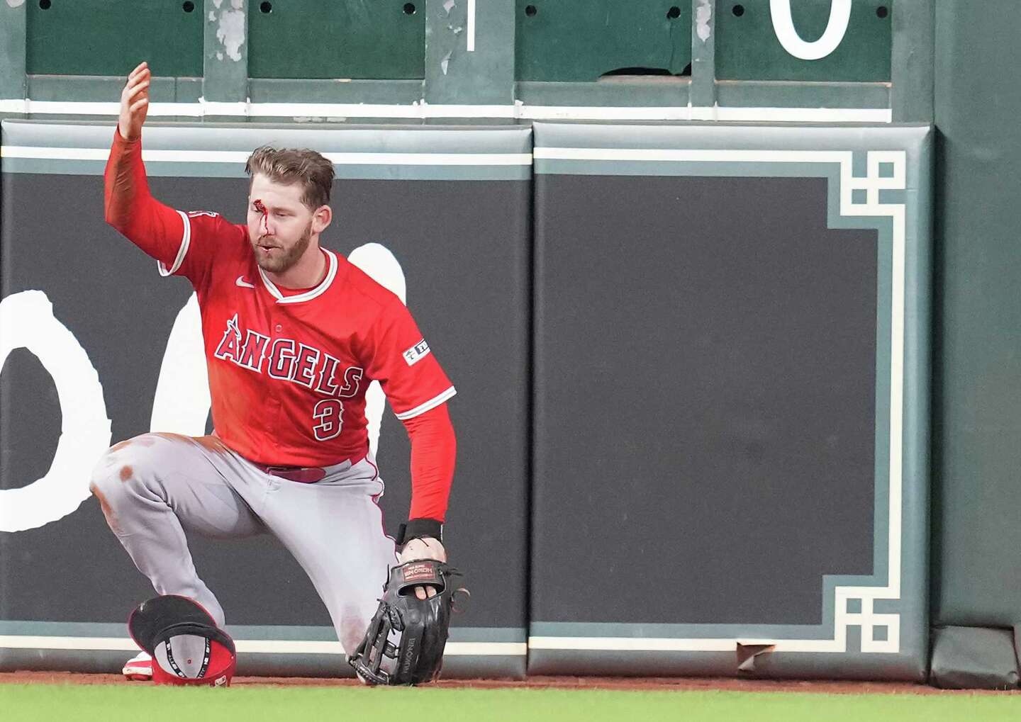 Angels' Taylor Ward carted off after hitting scoreboard face-first