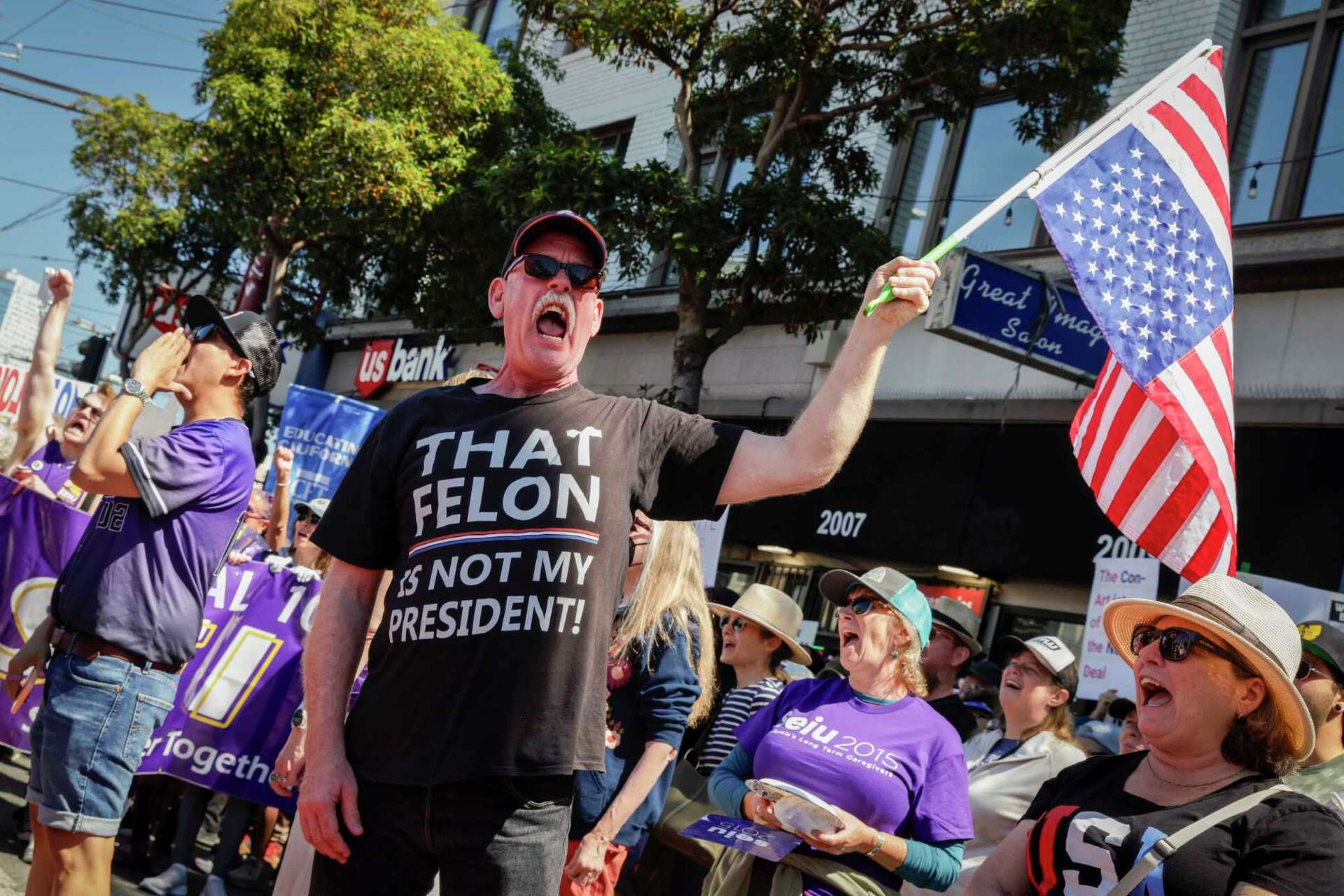 Thousands show up for S.F. Labor Day rallies aiming anger at Trump