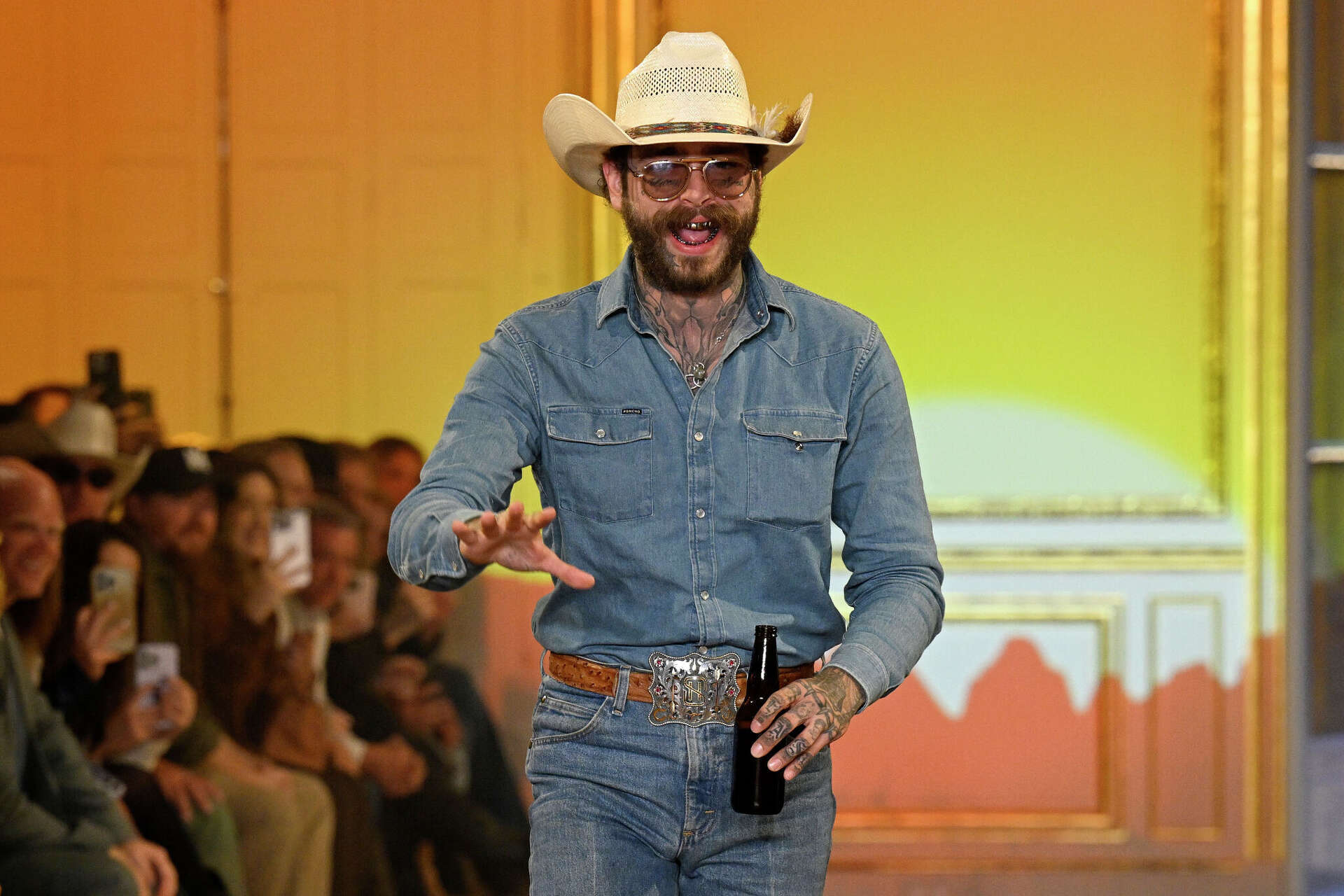 Post Malone brought out a horse at his Paris fashion show