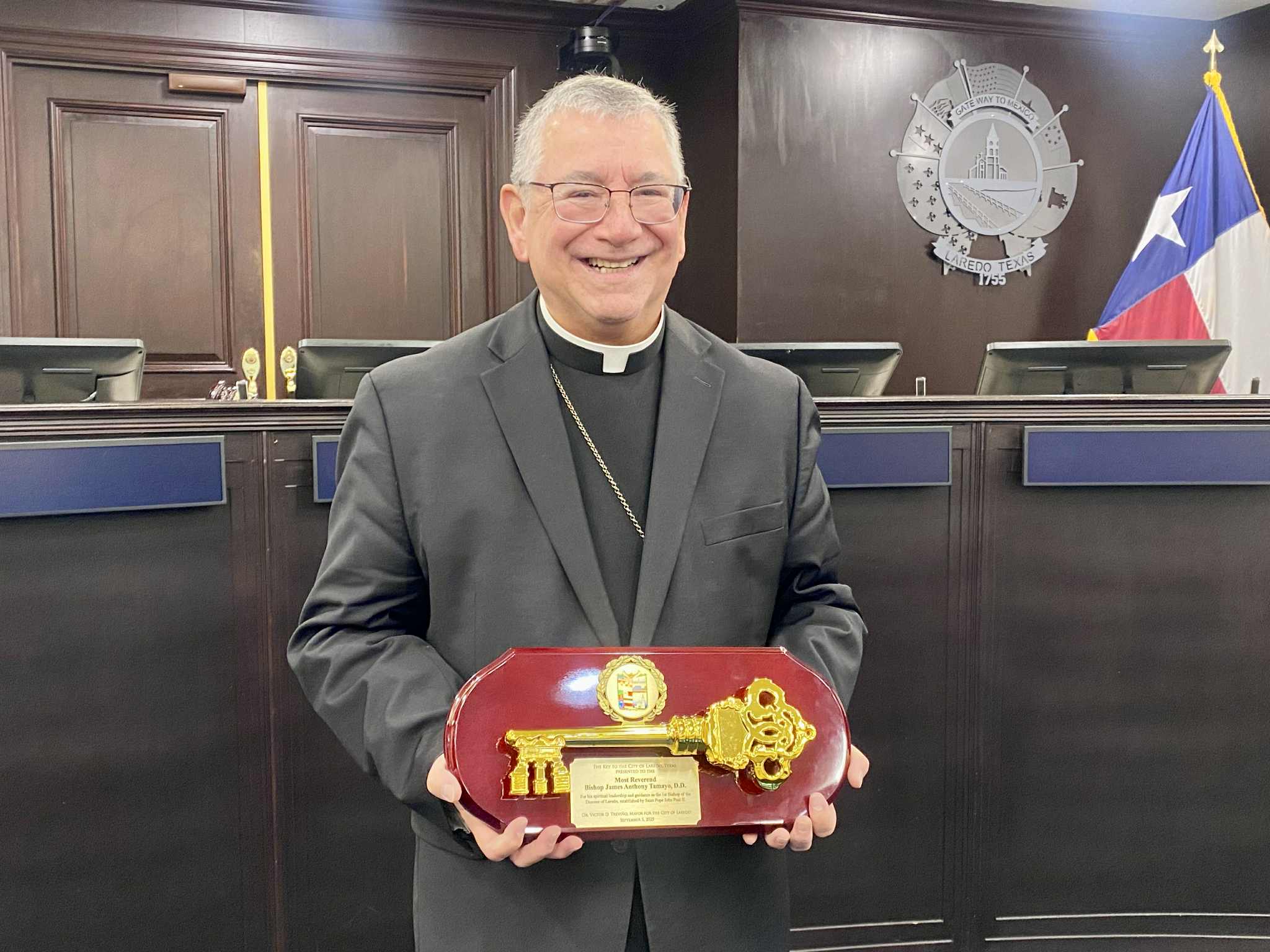 Laredo honors Bishop James A. Tamayo with Key to the City