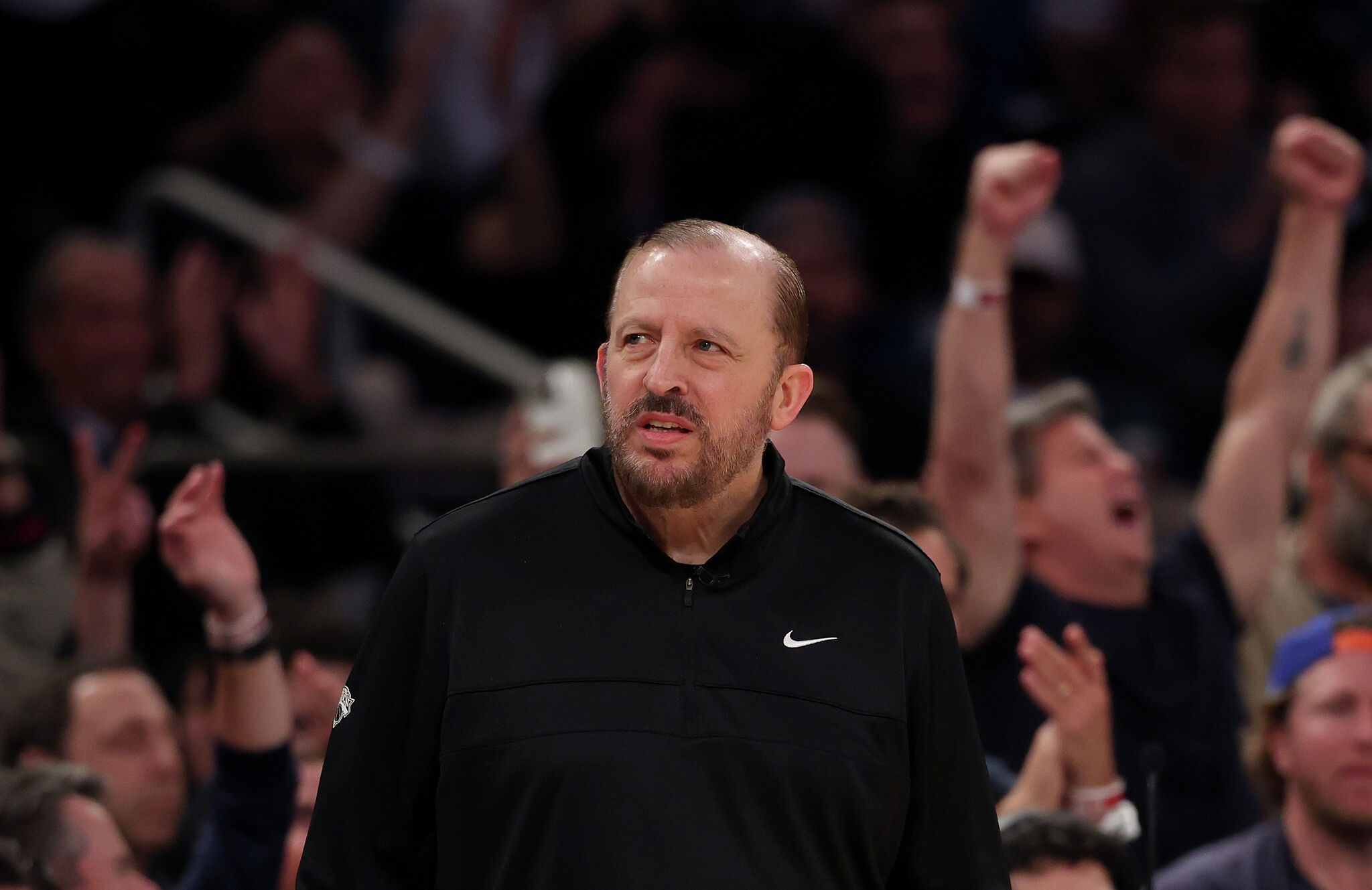Connecticut native Tom Thibodeau stops by UConn practice