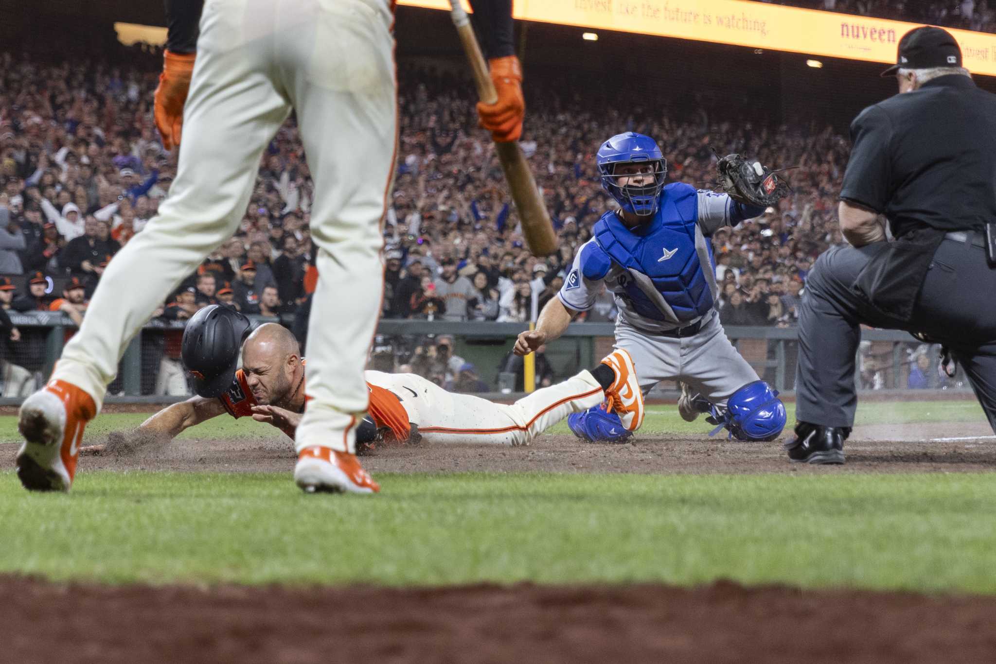 Giants’ Grant McCray makes pivotal 101.7 mph throw in 10th vs Dodgers