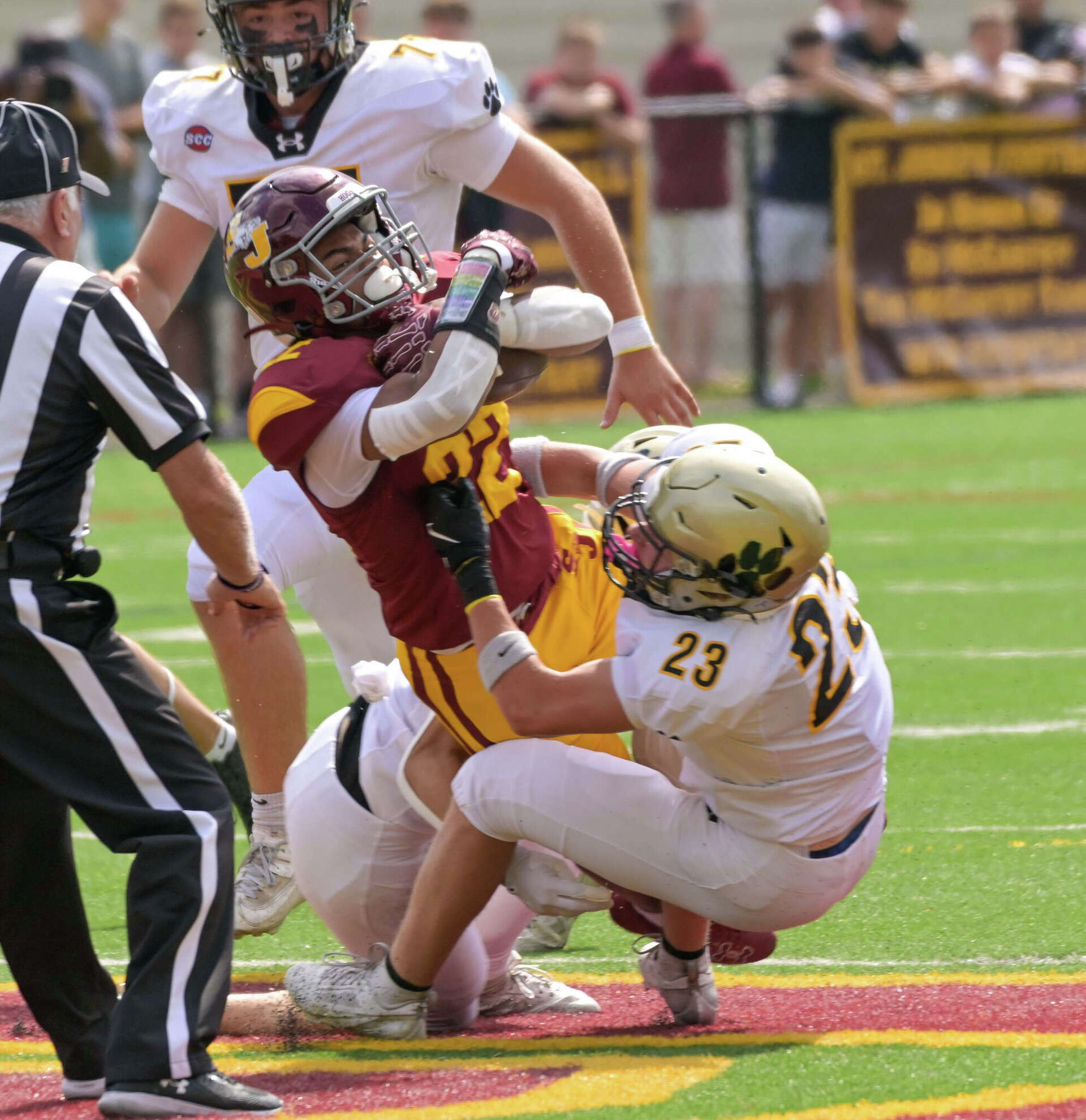 Daniel Hand football, QB Bobby Reh, edge St. Joseph on last play