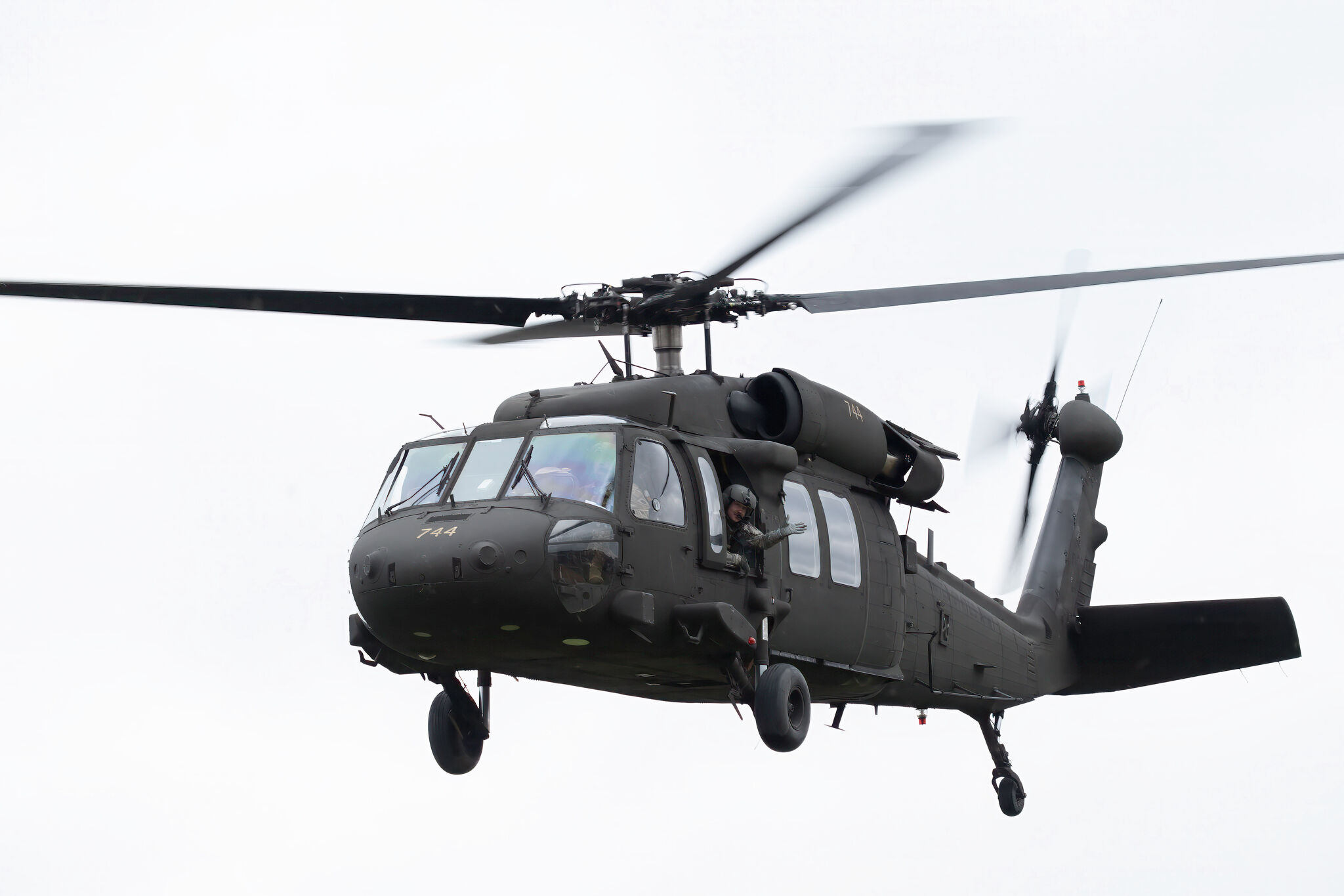 Military helicopters flying over Houston as part of training
