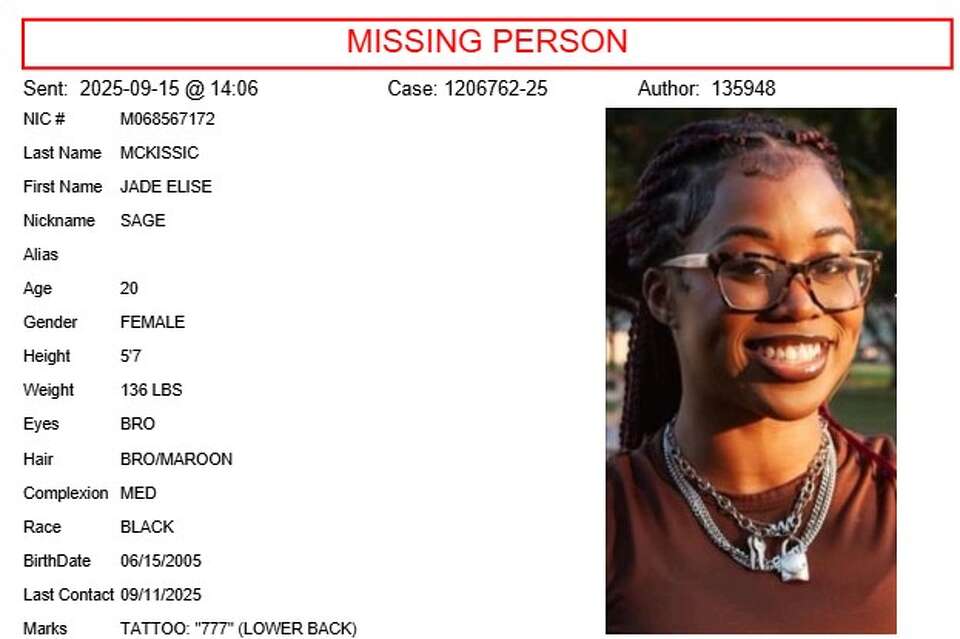 Houston police seek missing 20-year-old Jade McKissic