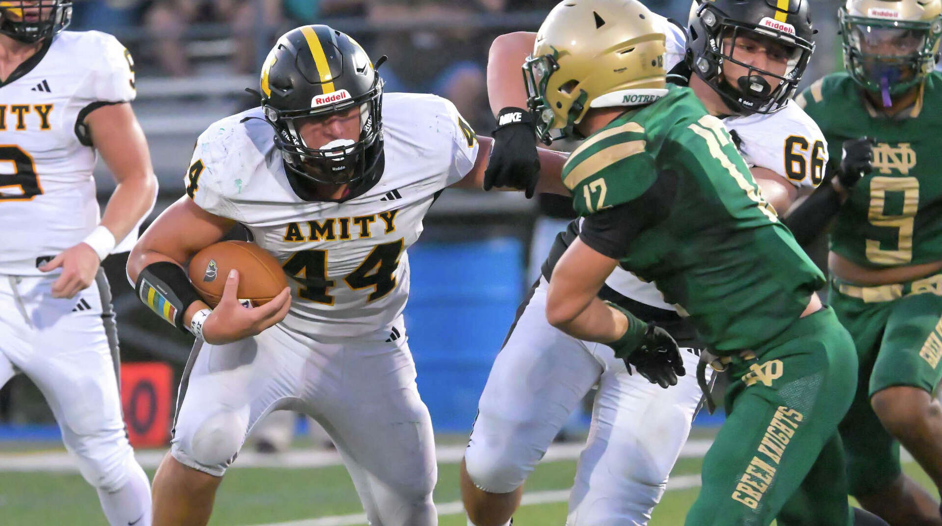 Amity football scores three rushing TDs in win over ND-West Haven