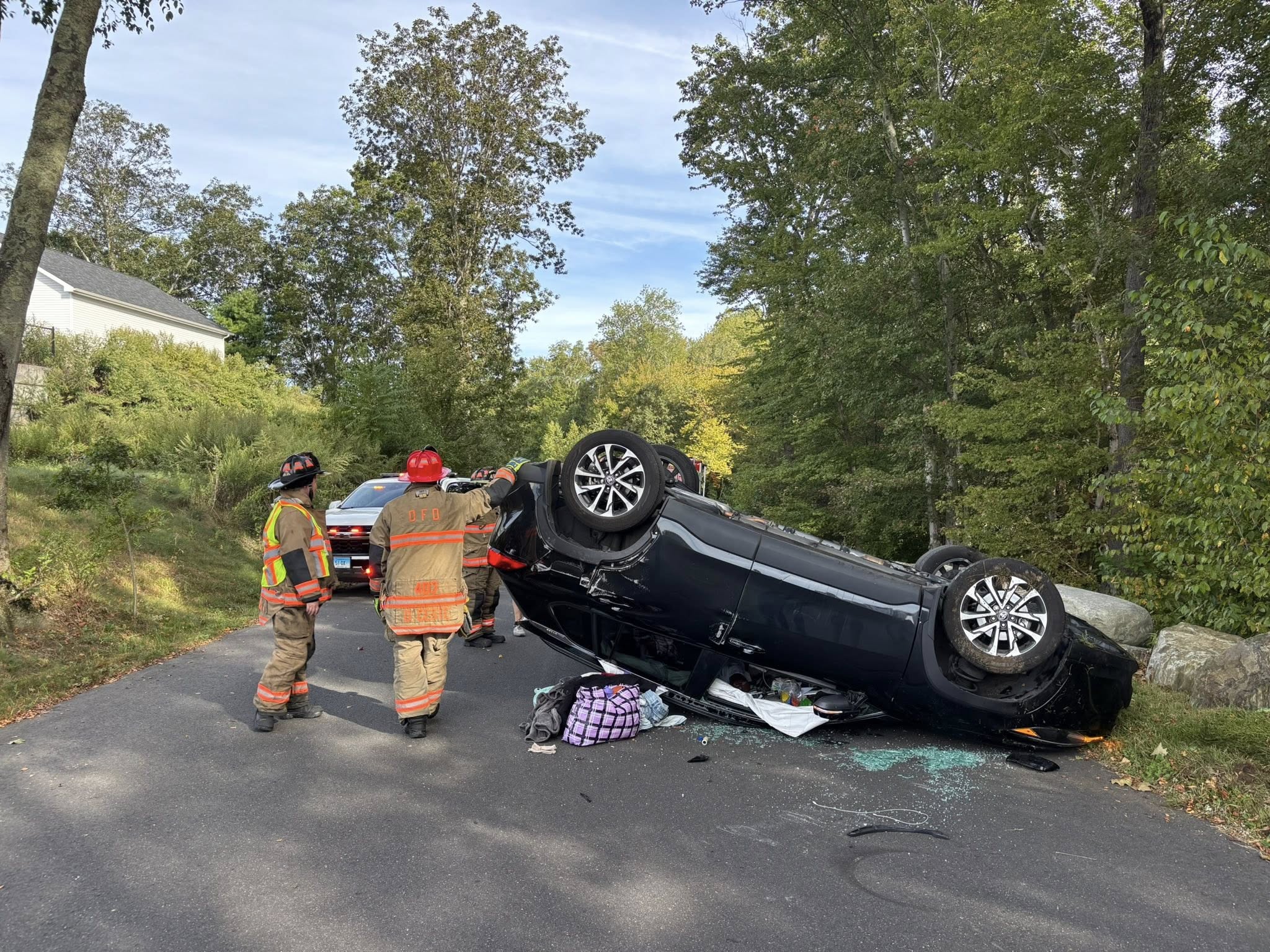 Car flipped over on Jessica Lane in Oxford Sunday, officials say