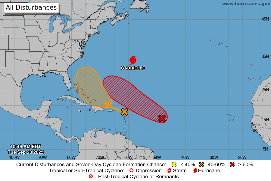 Gabrielle becomes a major hurricane, 2 tropical hotspots remain