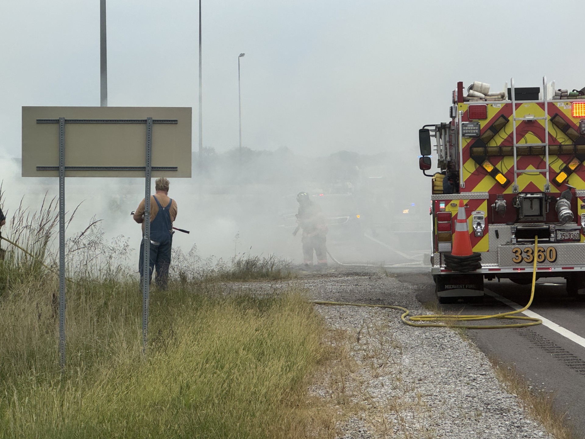 Three departments battle hay fire outside Edwardsville IL