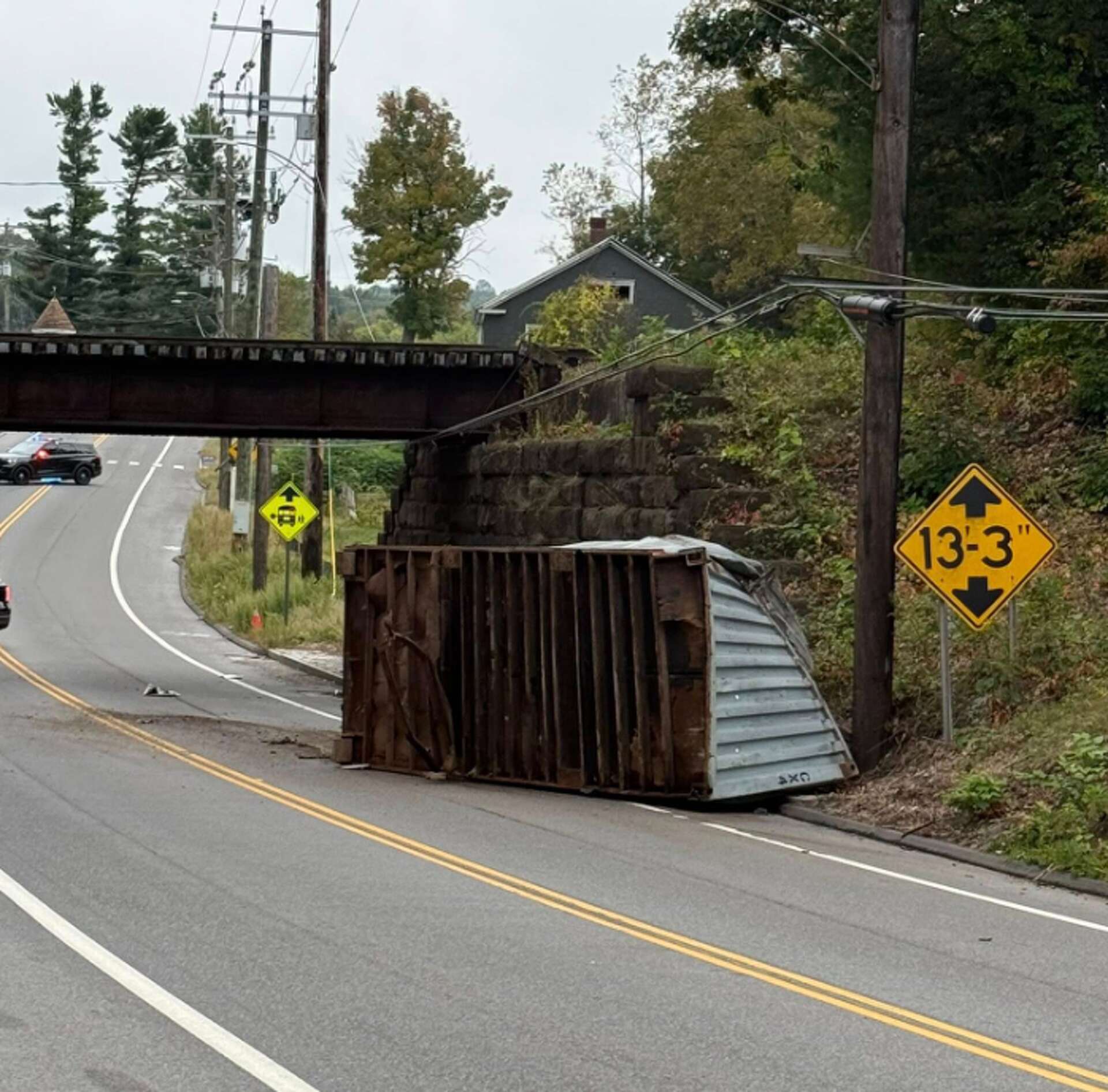 Truck struck Plymouth overpass on Route 72, downed wires, police say
