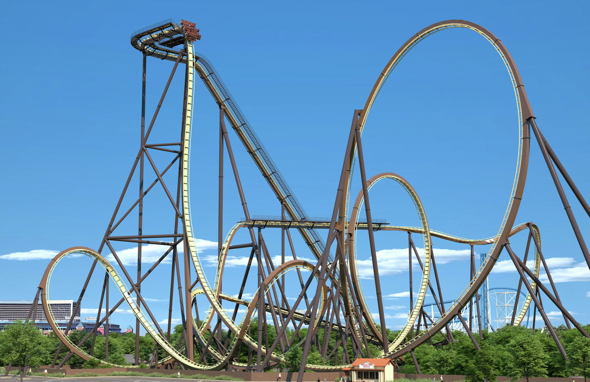 Six Flags Over Texas record-breaking new dive coaster completed