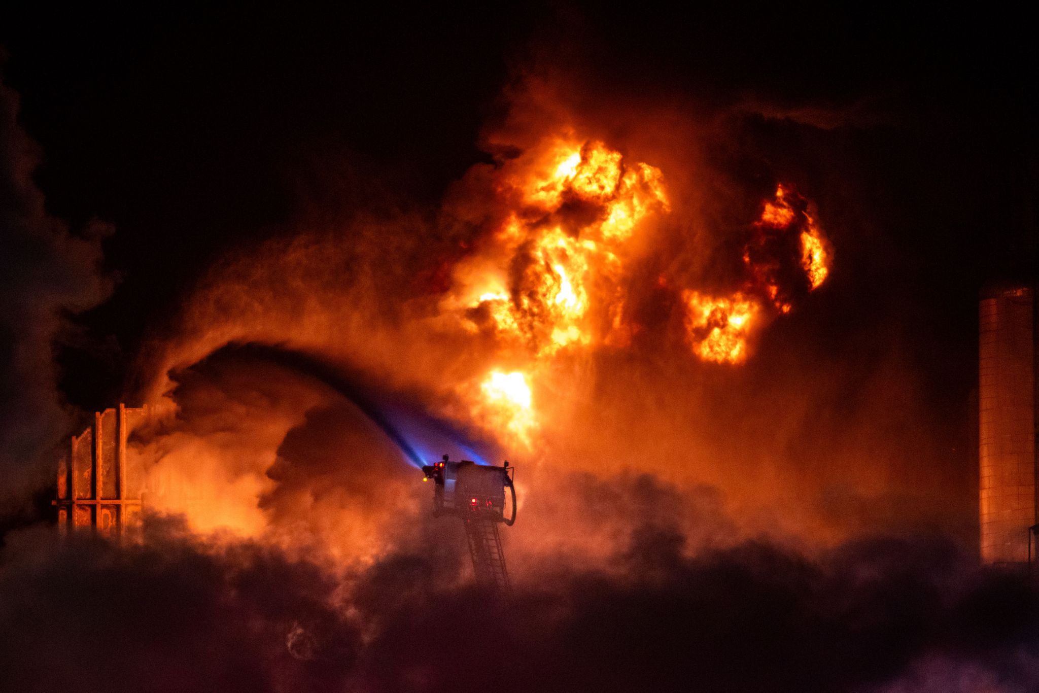 Flames visible for miles after a fire erupts at a Chevron refinery outside Los Angeles
