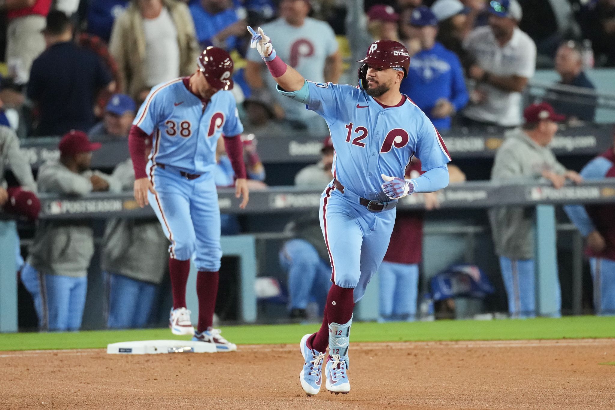 Phillies' big three come alive to stave off elimination against Dodgers