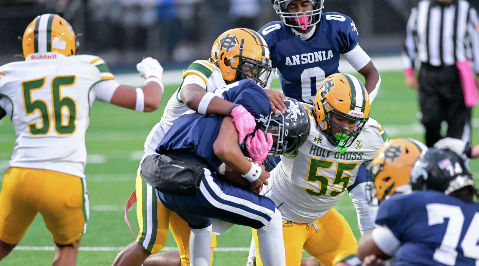 Ansonia football holds on for tight win over Holy Cross