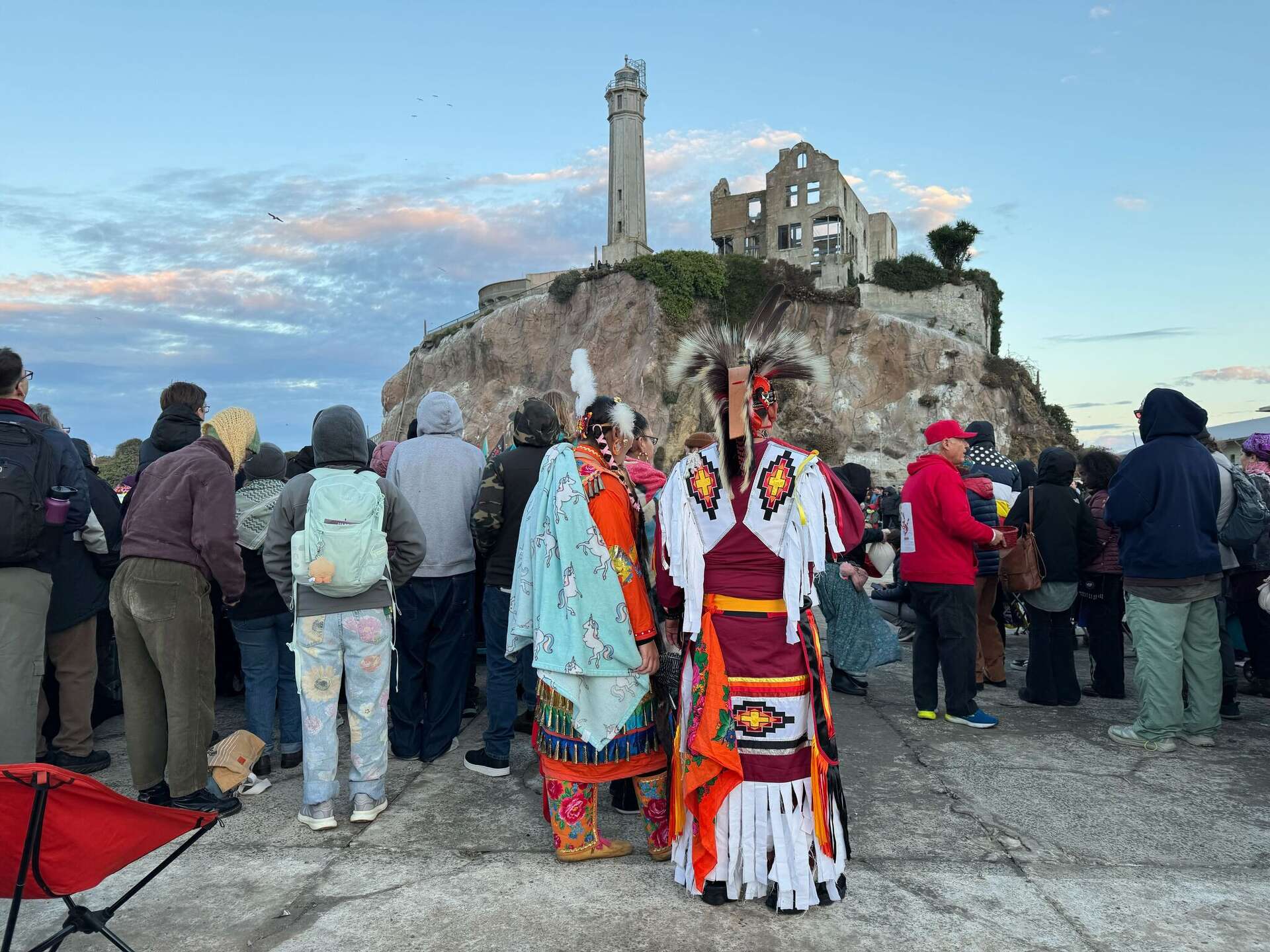 Native Americans gather on S.F.'s Alcatraz Island with clear message