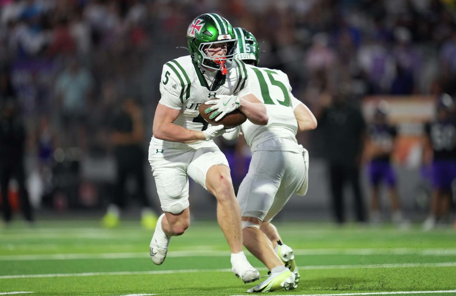 Strake Jesuit running back Johnny Hebert runs for 385 yards