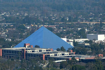 The California college campus that went all in on a giant blue pyramid