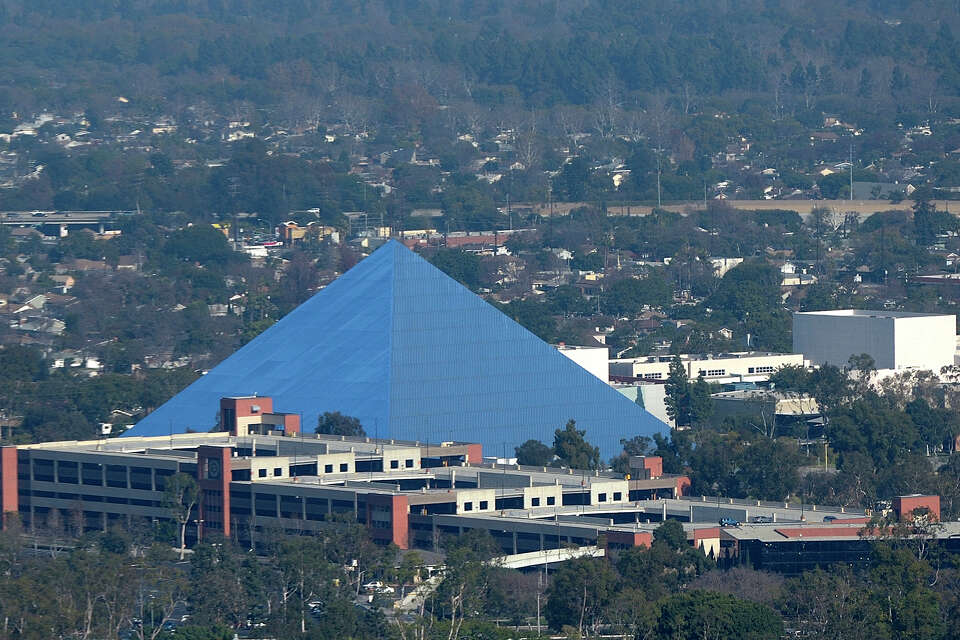 The California college campus that went all in on a giant blue pyramid