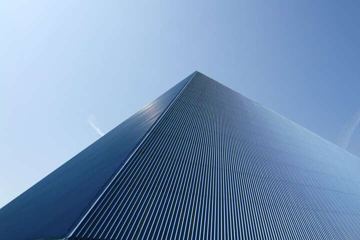 The California college campus that went all in on a giant blue pyramid