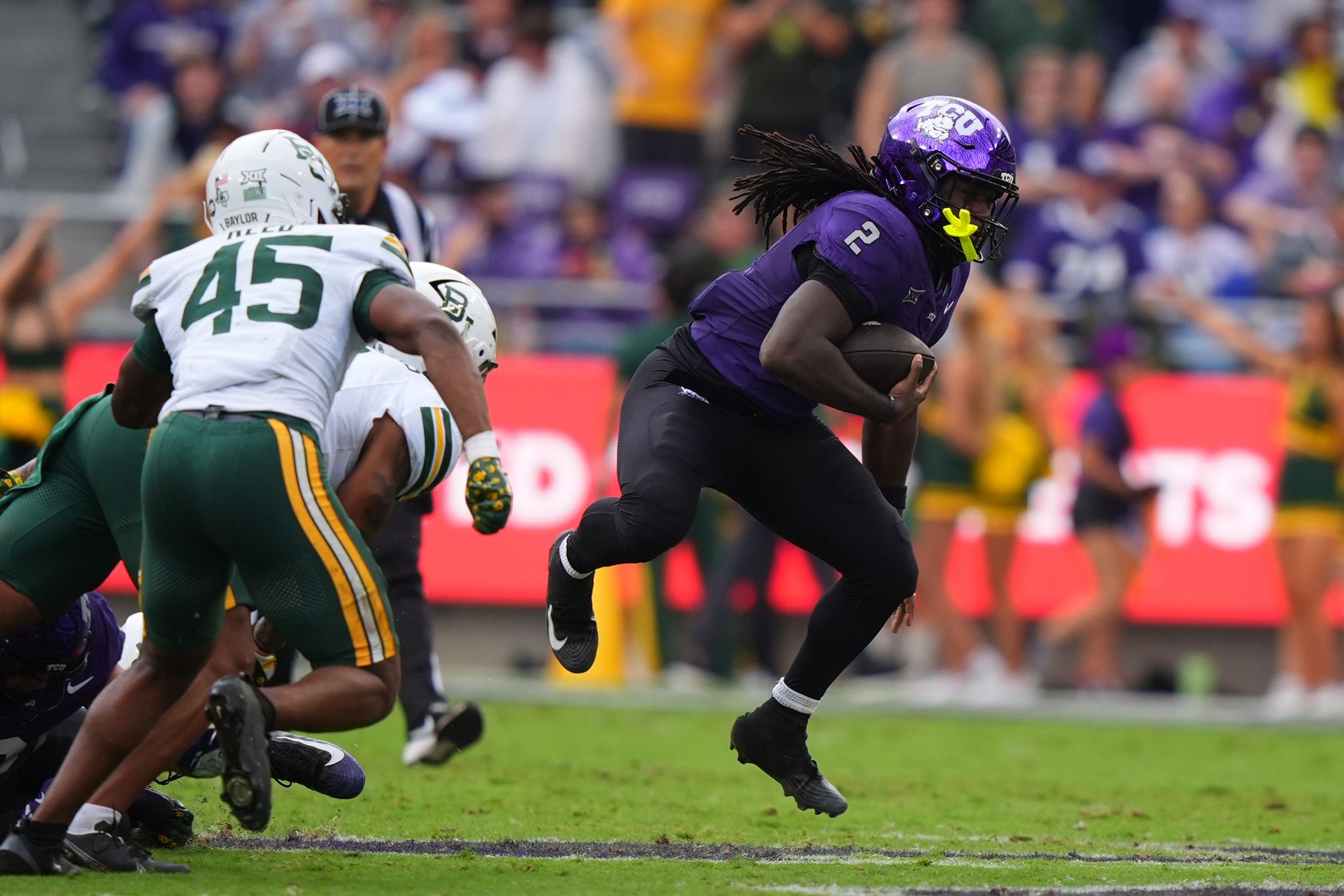 Hoover throws 3 TD passes as TCU beats Baylor 42-36 in game delayed ...