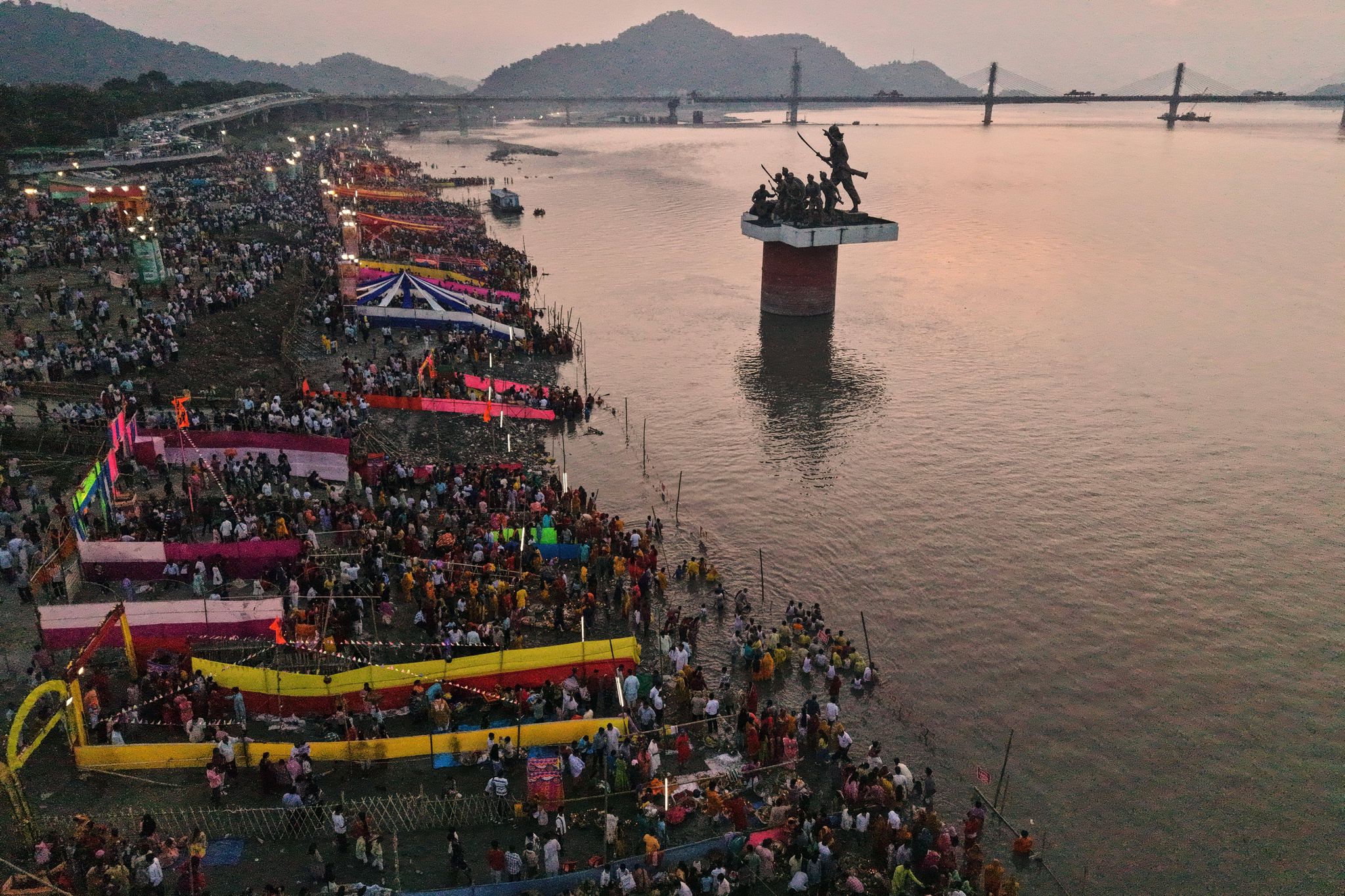 Photos of Hindu devotees celebrating Chhath festival in India