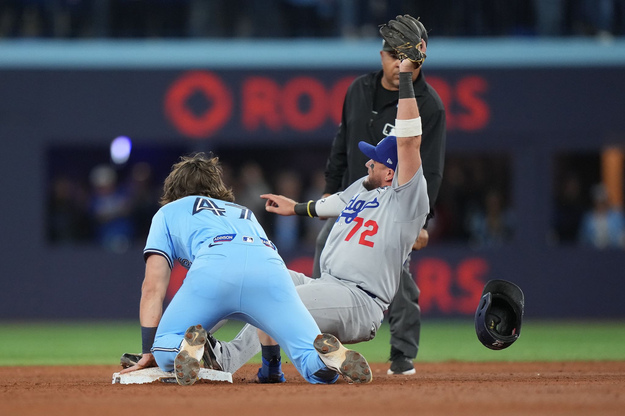 Double trouble: Barger gets caught off second base as Blue Jays' rally ...