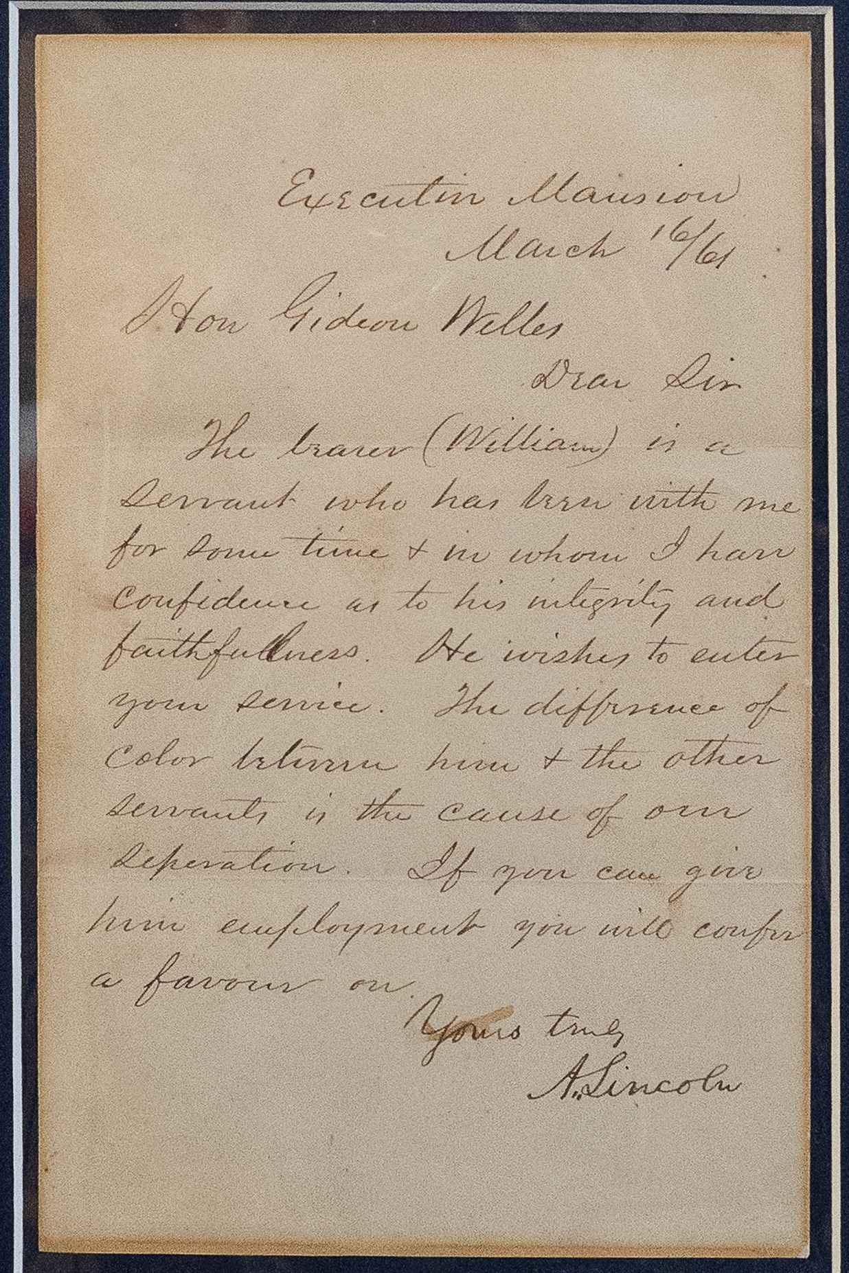 Abraham Lincoln letter seeking job for Black friend and valet now on ...