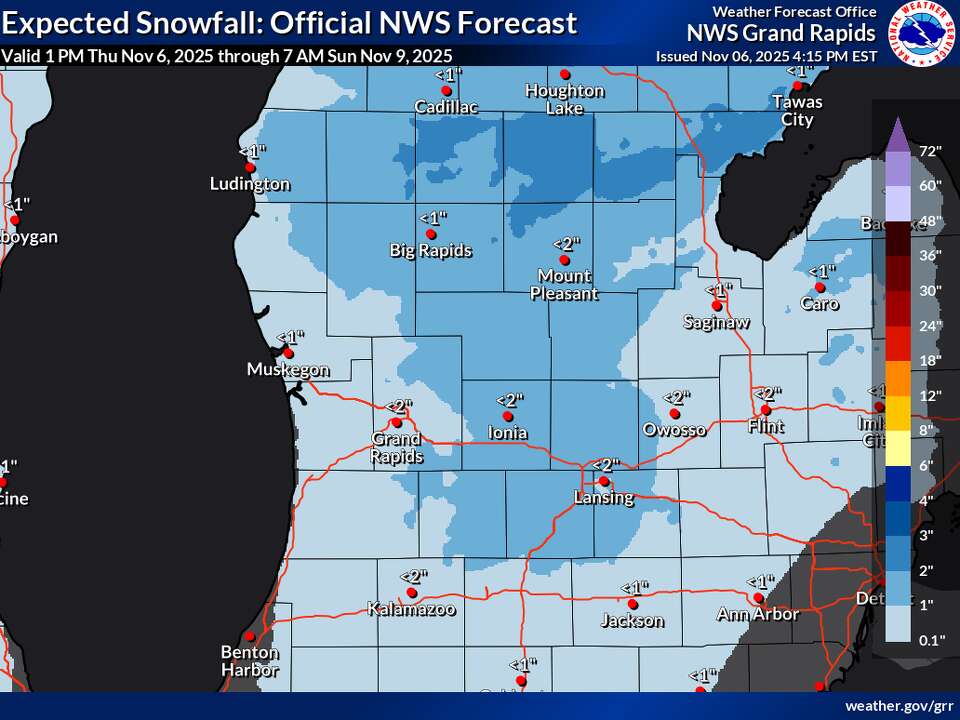 Michigan's first snowstorm of the season coming into focus
