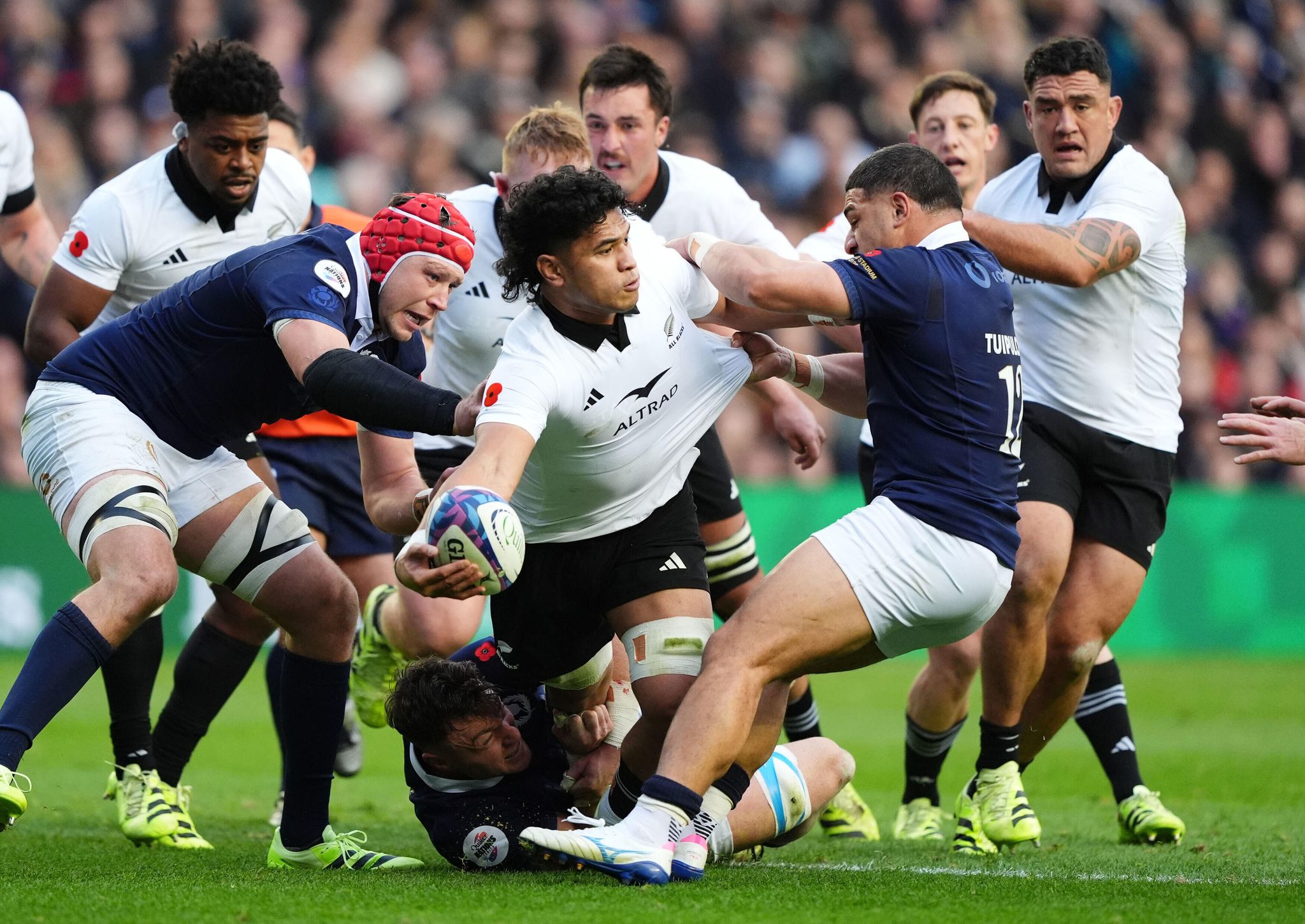 All Blacks overcome three yellow cards to stay unbeaten against Scotland