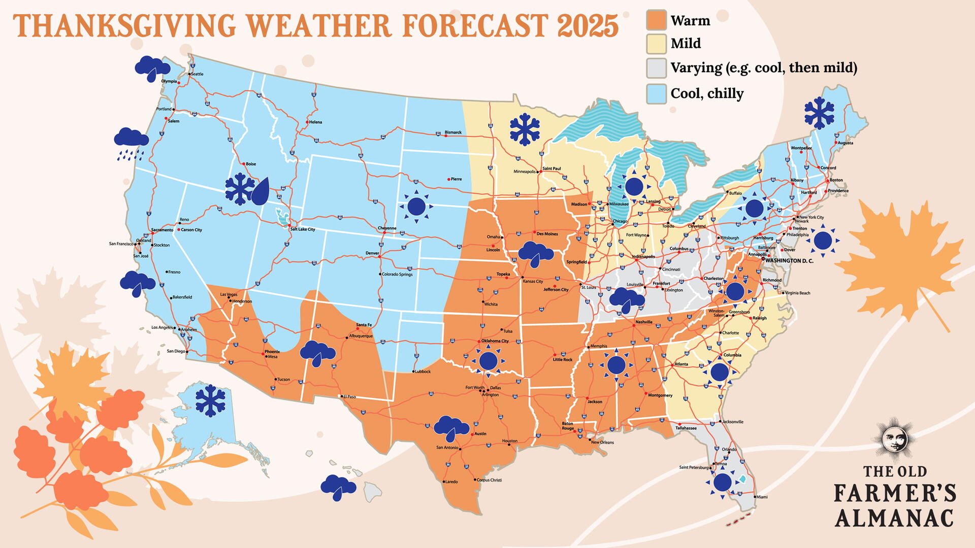 Texas weather may get rain on Thanksgiving, Old Farmer's Almanac says