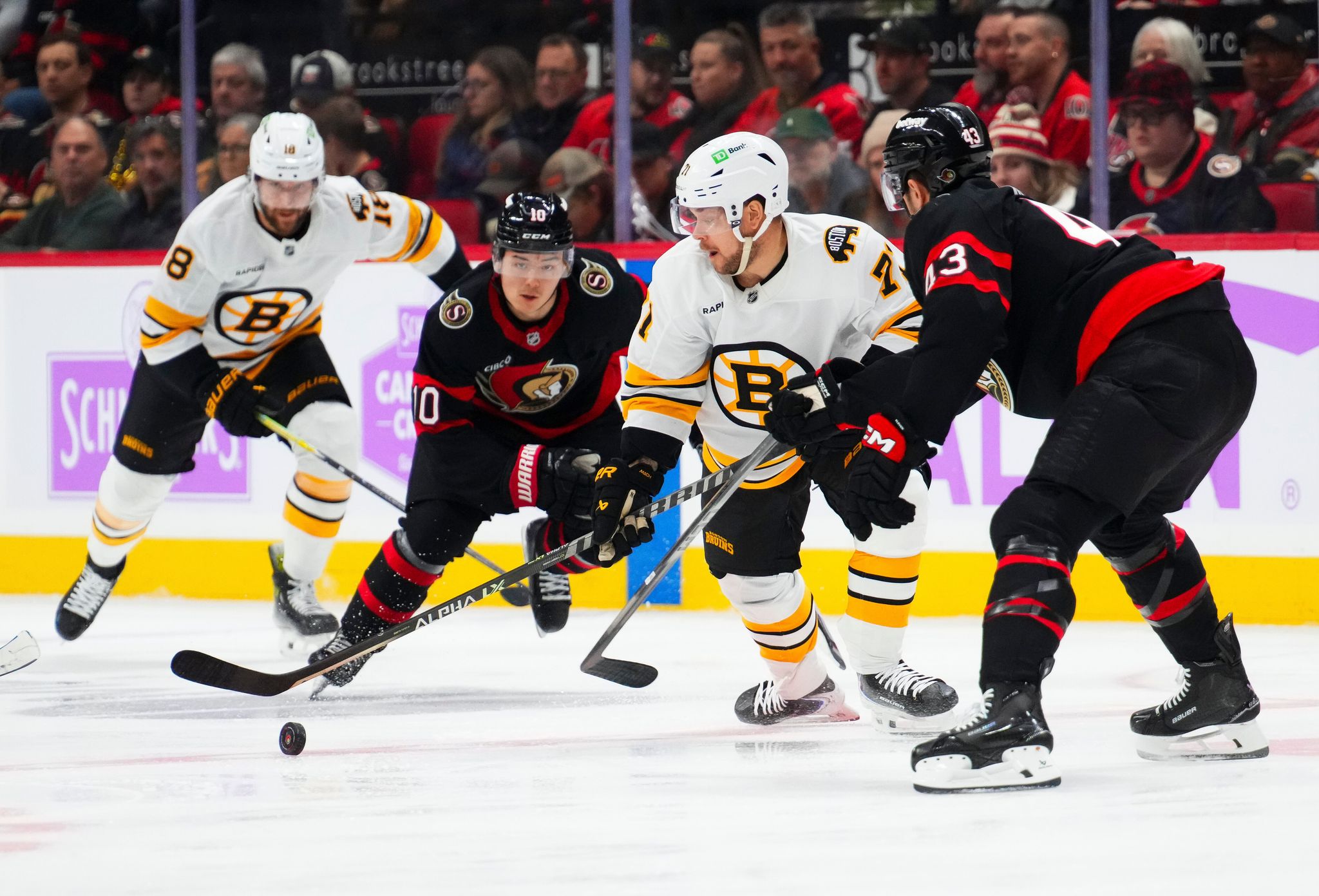 Stützle scores 2 in 3rd period as Senators snap Bruins' 7-game win ...