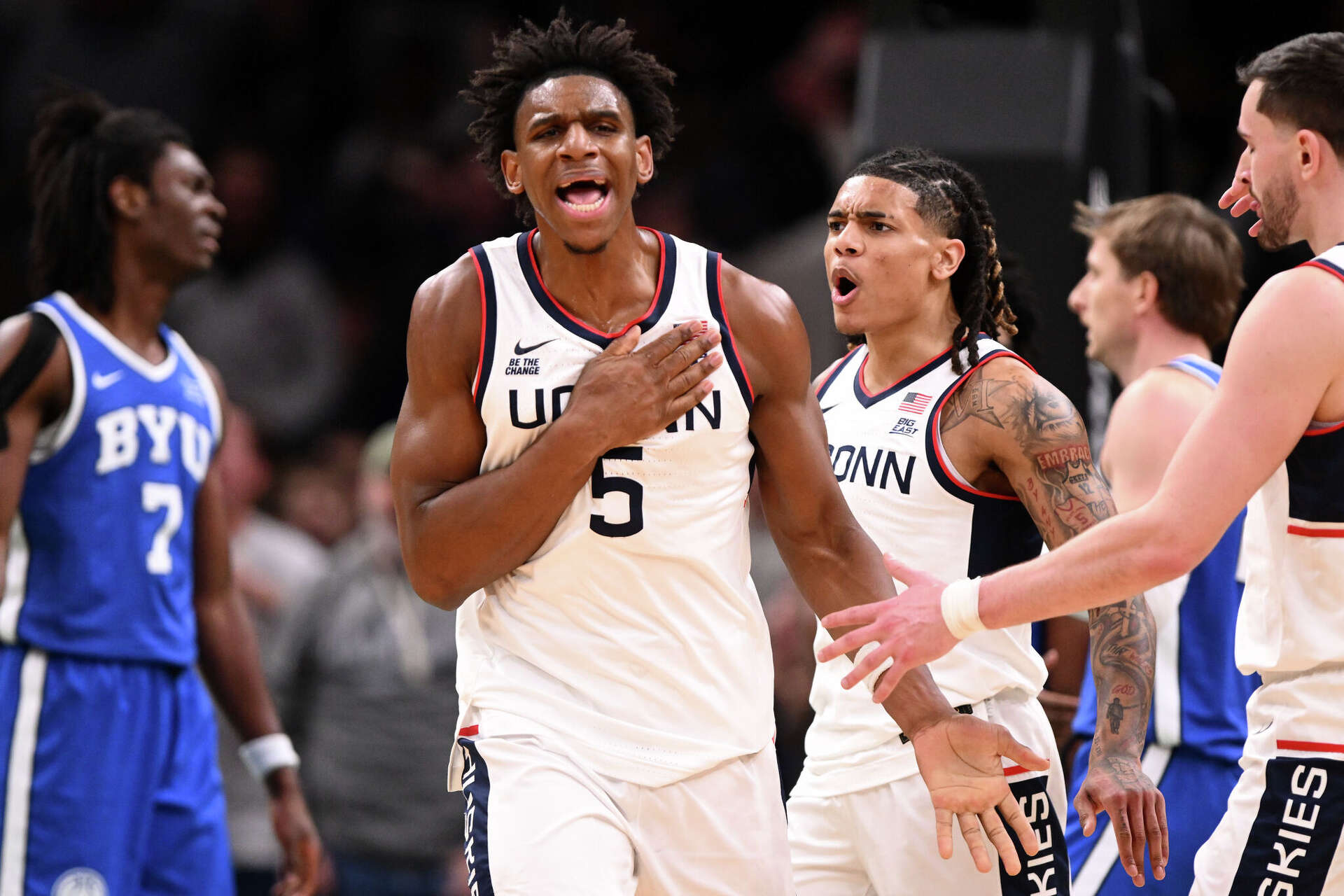No. 3 UConn holds on for narrow win over No. 7 BYU