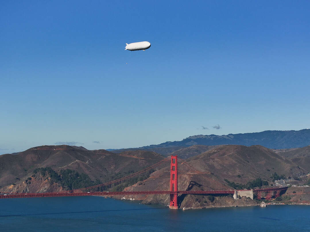 Experimental airship seen floating over San Francisco