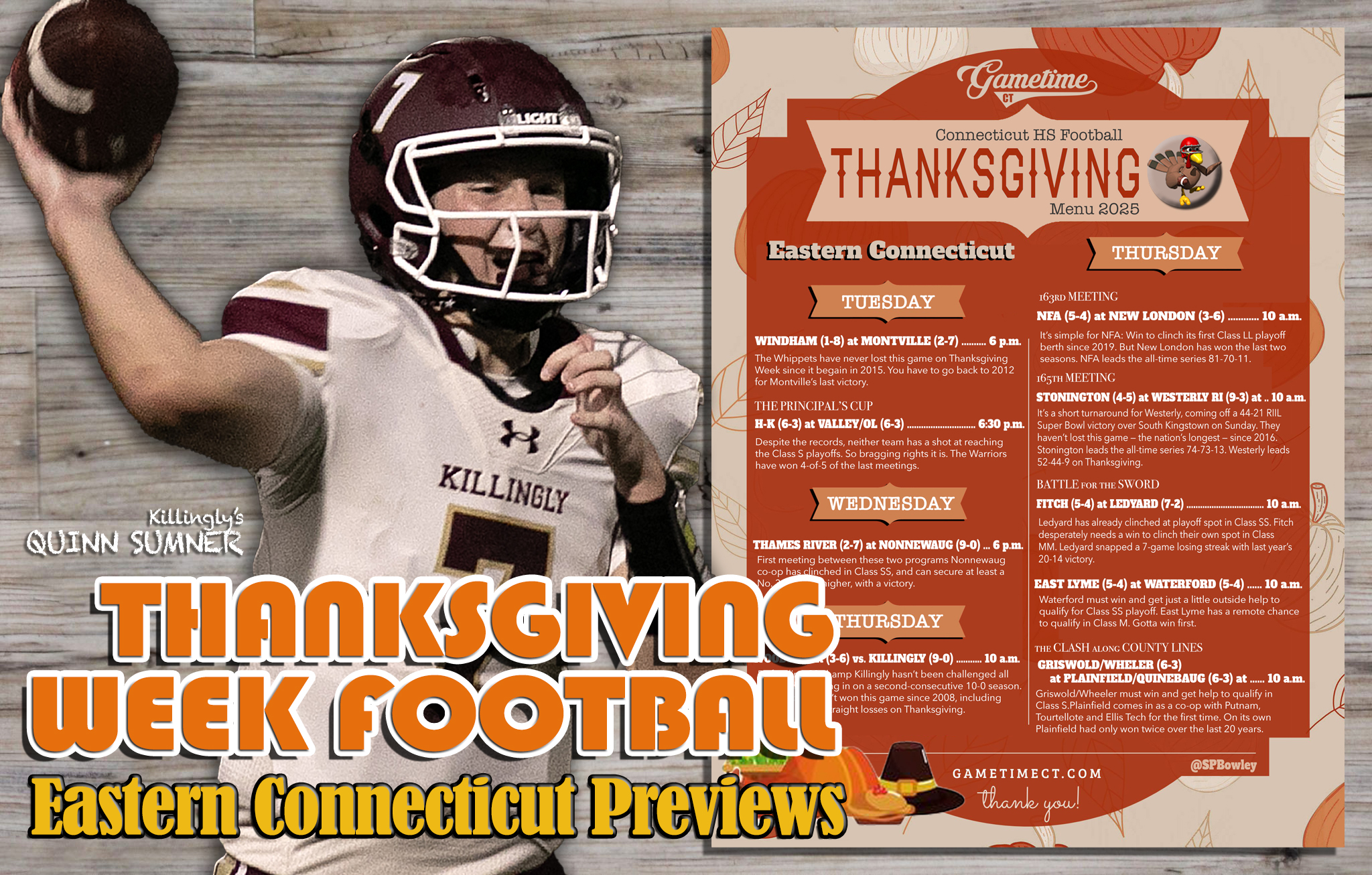 Football previews for Eastern Connecticut Thanksgiving games in 2025