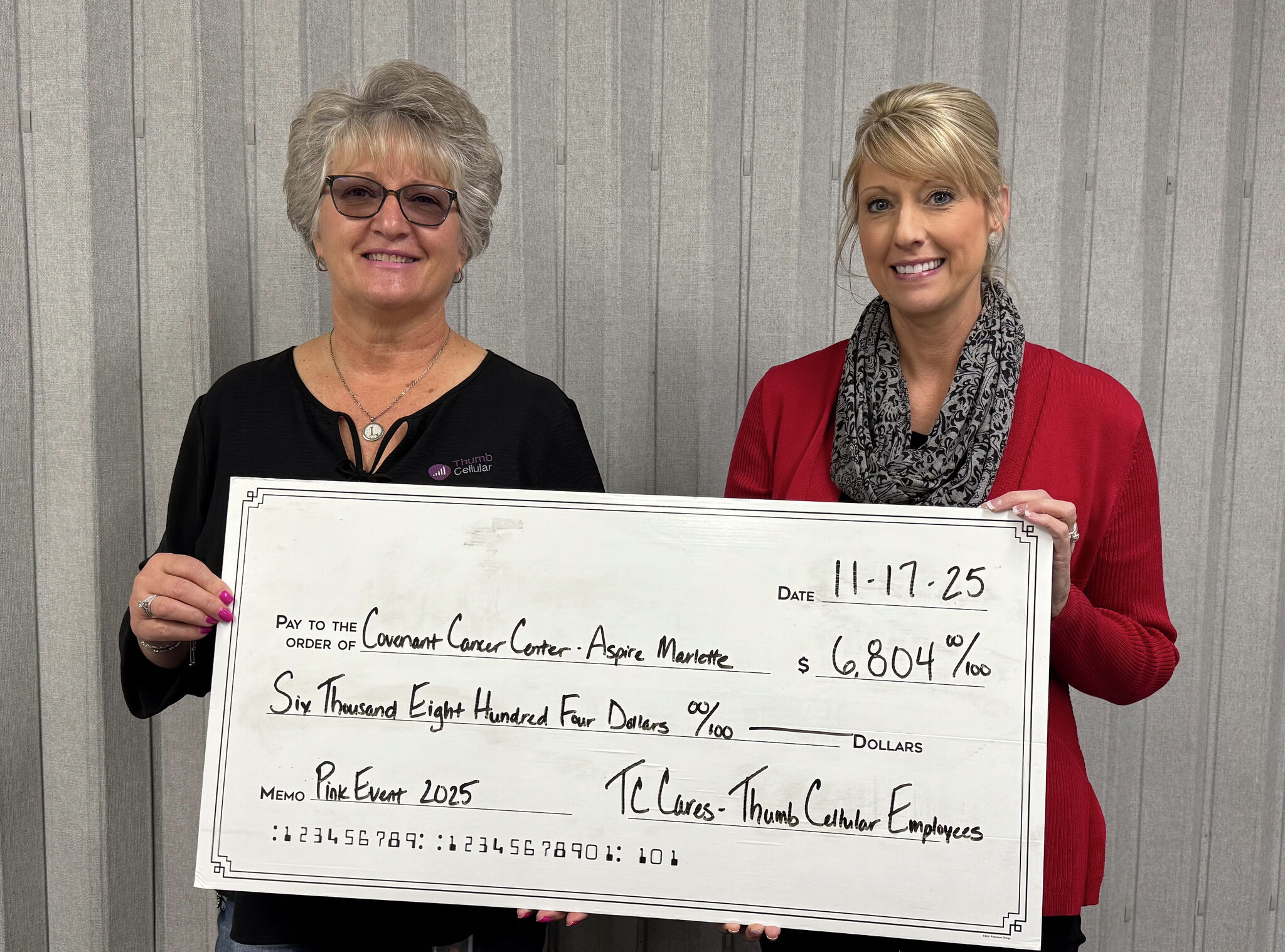 Thumb Cellular’s Pinktober raises $6,804 for Aspire cancer care