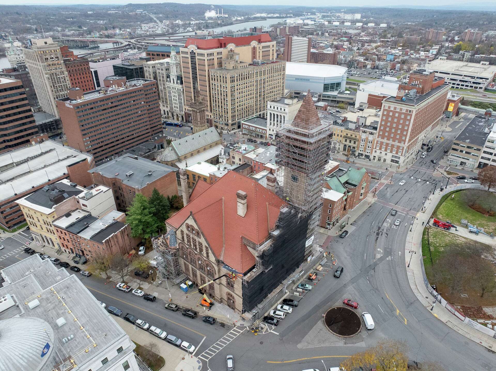 Climbing City Hall's tower to look at Henry Hobson Richardson's Albany