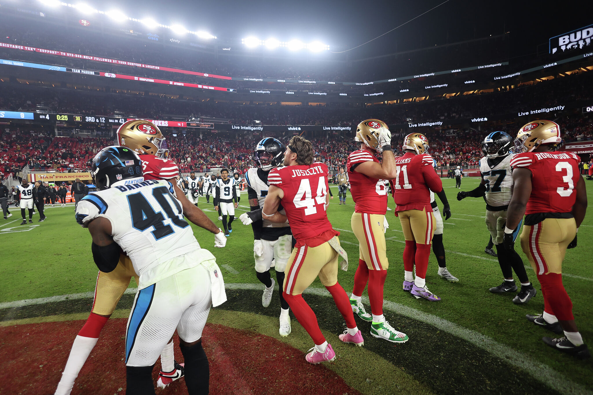 NFL suspends Panthers player for punching 49ers' Jennings in crotch