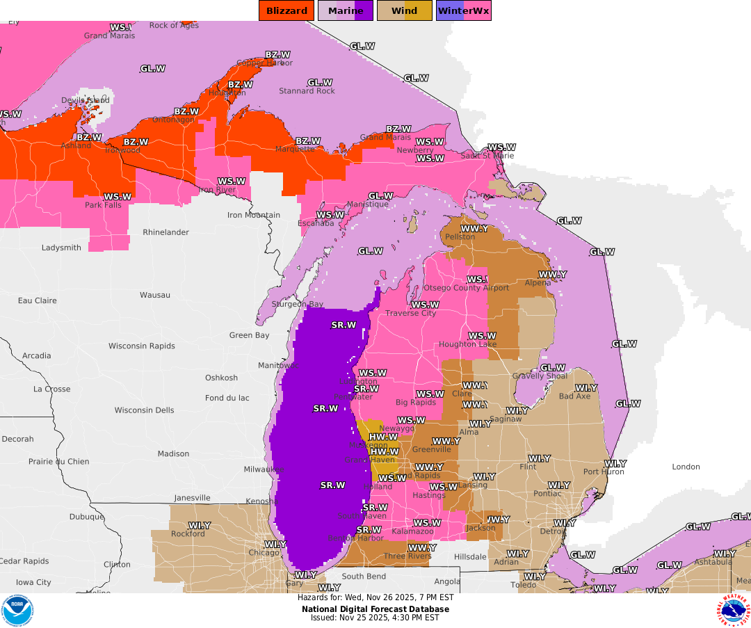 Winter Storm Warnings Issued In Michigan For Thanksgiving Snowstorm