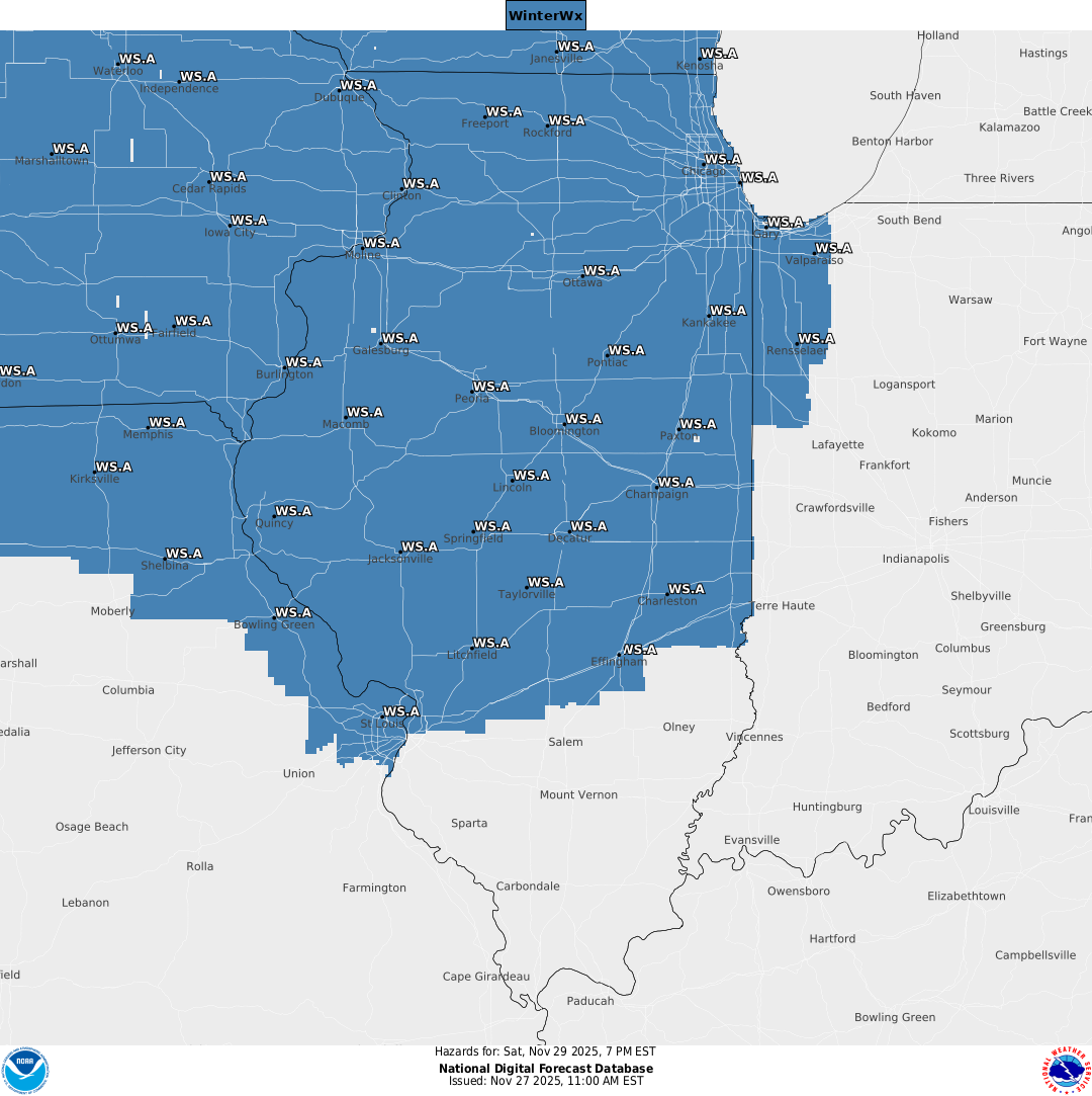 Winter storm watches issued in Illinois for weekend snow storm