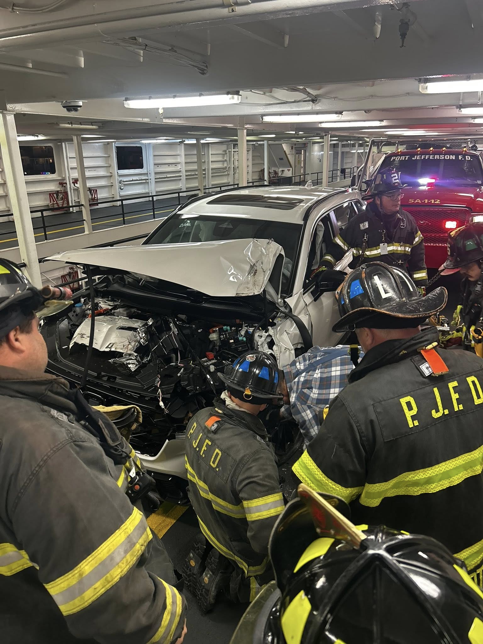Car 'heavily damaged' in crash onboard Port Jefferson ferry: Officials