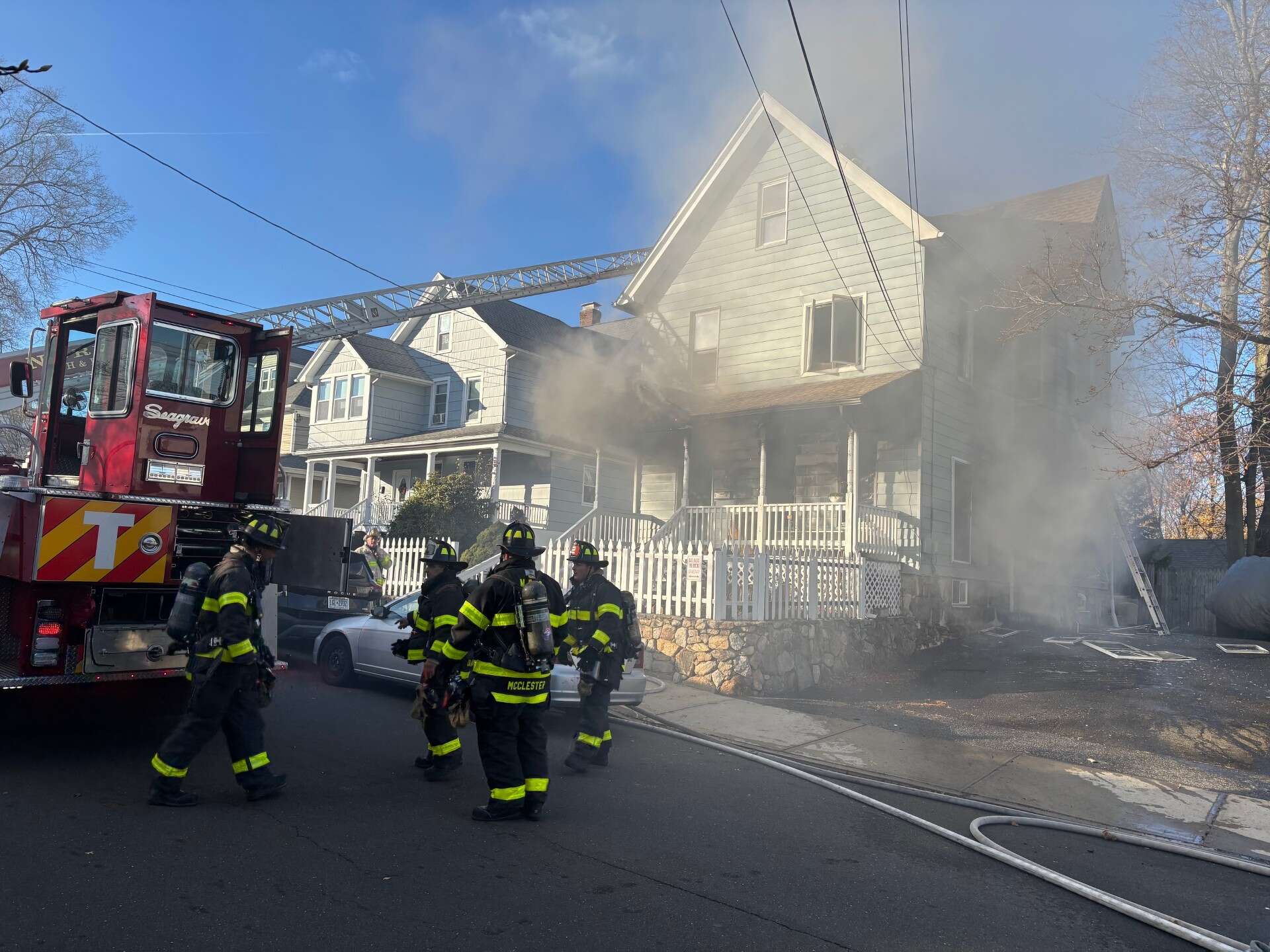 5 Norwalk firefighters suffer burns, hospitalized, in house fire