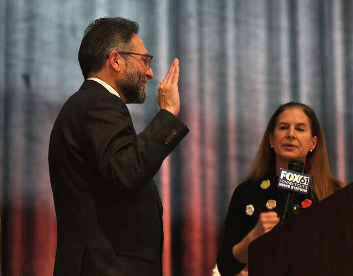 New Hamden Mayor Adam Sendroff inaugurated Sunday