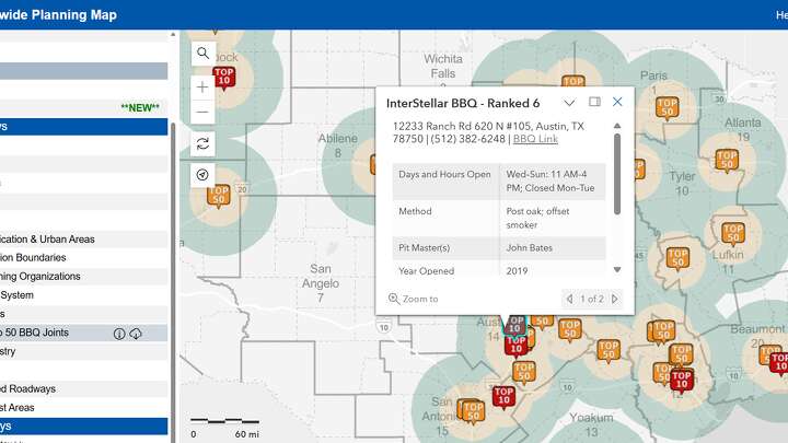 TxDOT BBQ map adds Texas Monthly’s Top 50 joints across Texas
